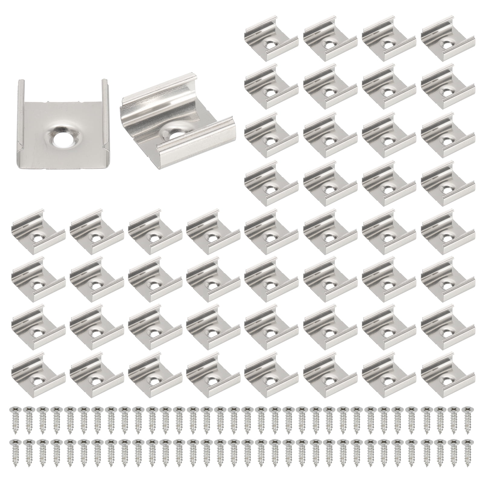 Uxcell LED Strip Clips, 70pcs Stainless Steel Mounting Brackets for ...