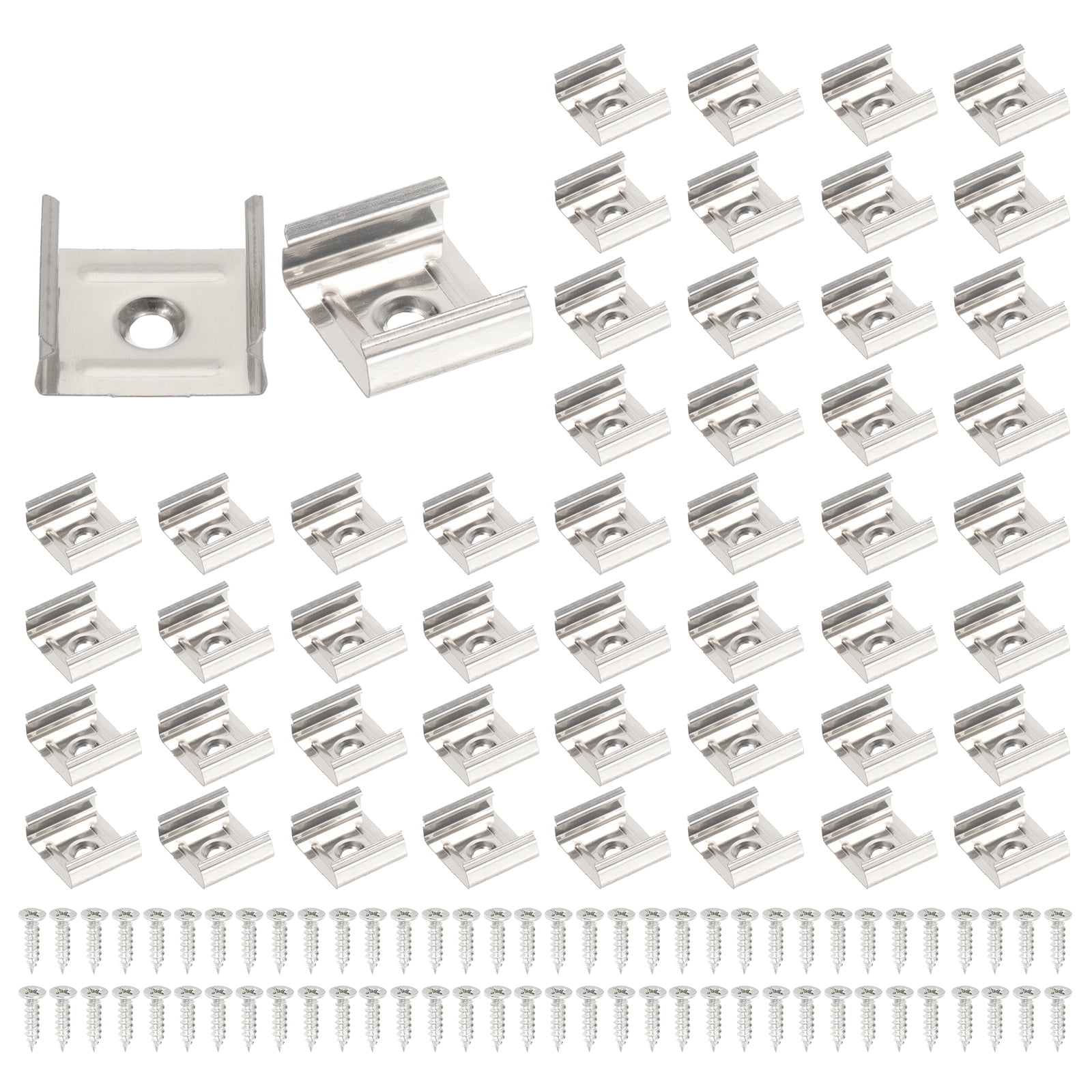 Uxcell LED Strip Clips, 70pcs Stainless Steel Mounting Brackets for ...