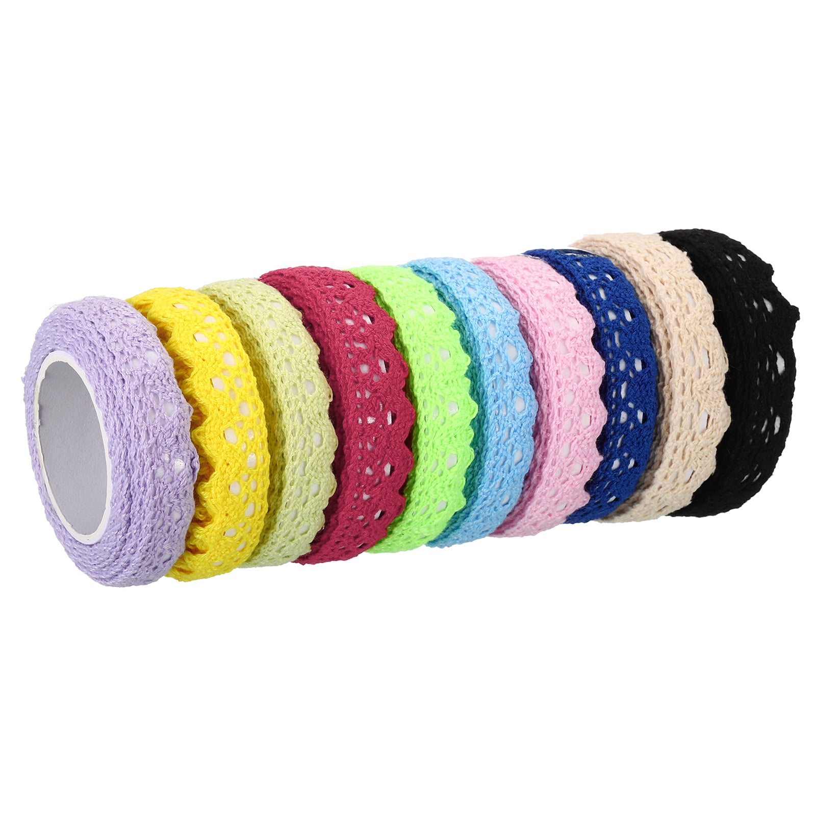 Uxcell Lace Ribbon Self-Adhesive Lace Tape, 10 Rolls Cotton Sticker for ...