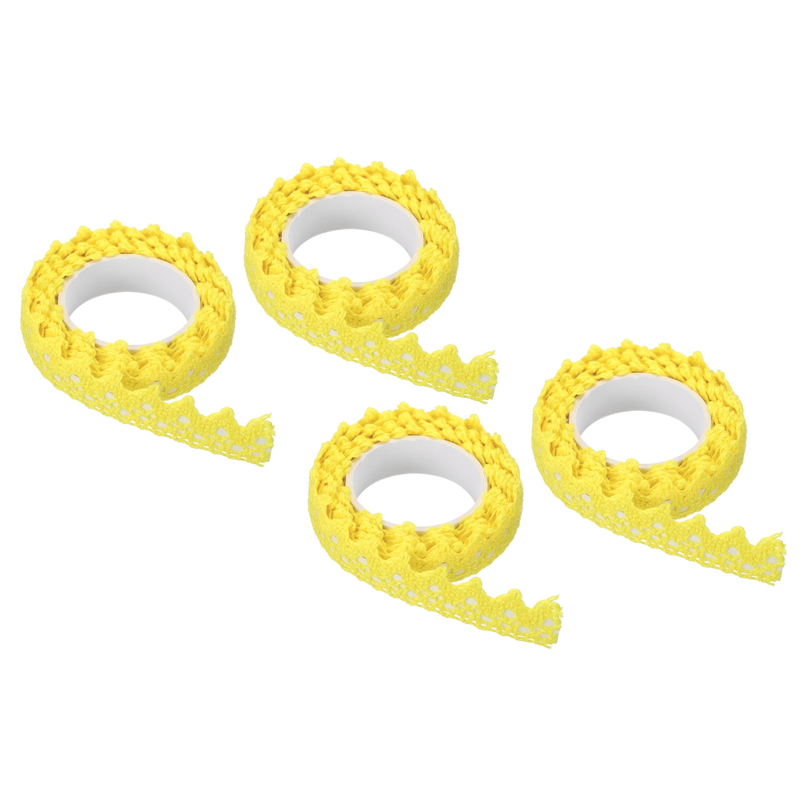 Uxcell Lace Ribbon Self-Adhesive Lace Tape, 4 Rolls Cotton Sticker for ...