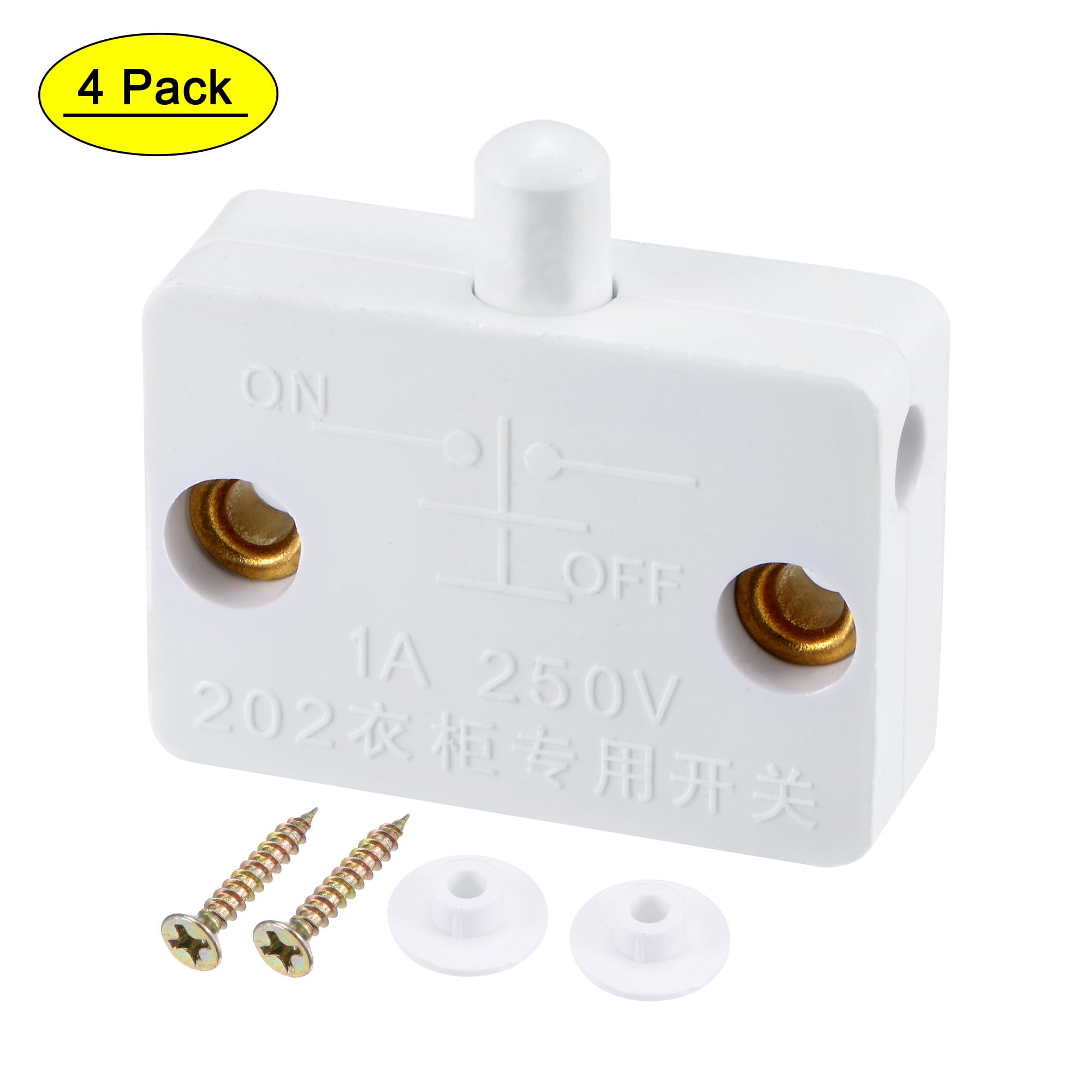 Uxcell Lamp Switch AC 250V 1A Momentary Normally Closed Door Wardrobe ...