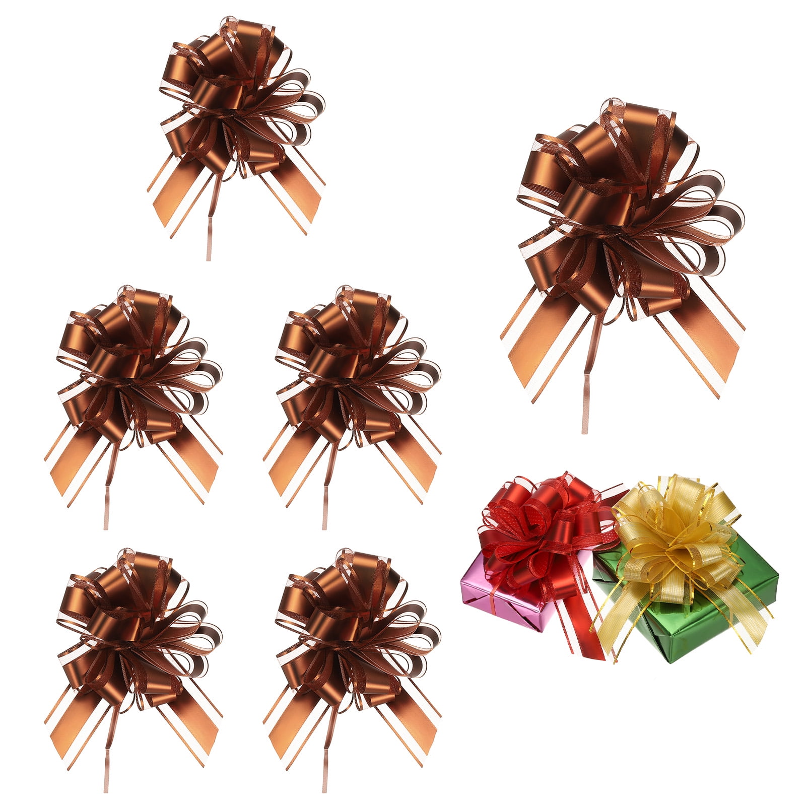 Uxcell Large Pull Bow Gift Wrapping, Ribbon Organza Metallic Green Bows ...
