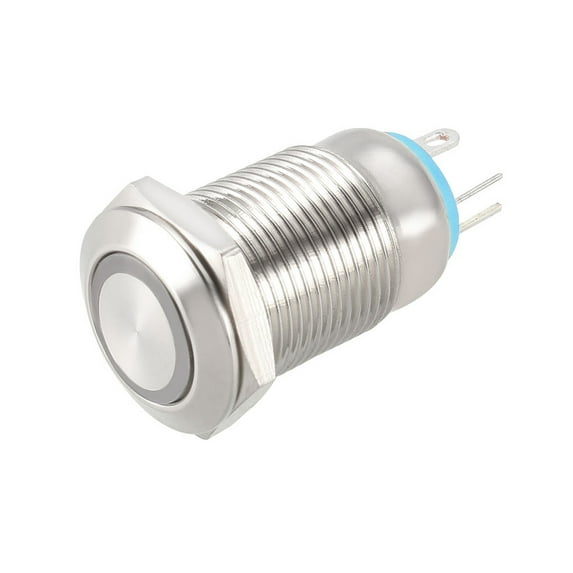 Uxcell Latching Metal Push Button Switch 12mm Mounting Dia 1NO 3-6V ...