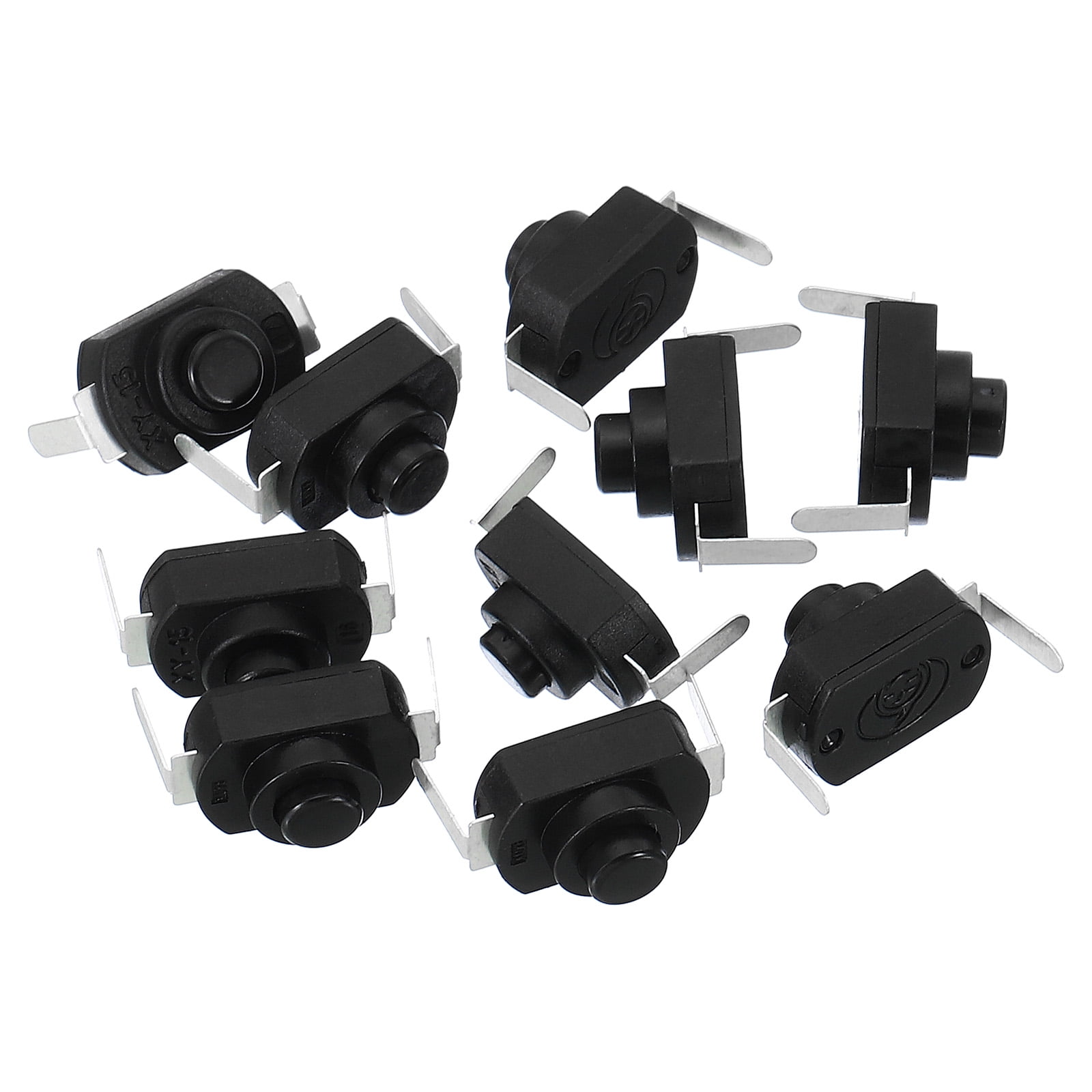Uxcell Latching Push Button Switch, 10 Pcs Bent Pin On/Off Self Lock DC ...