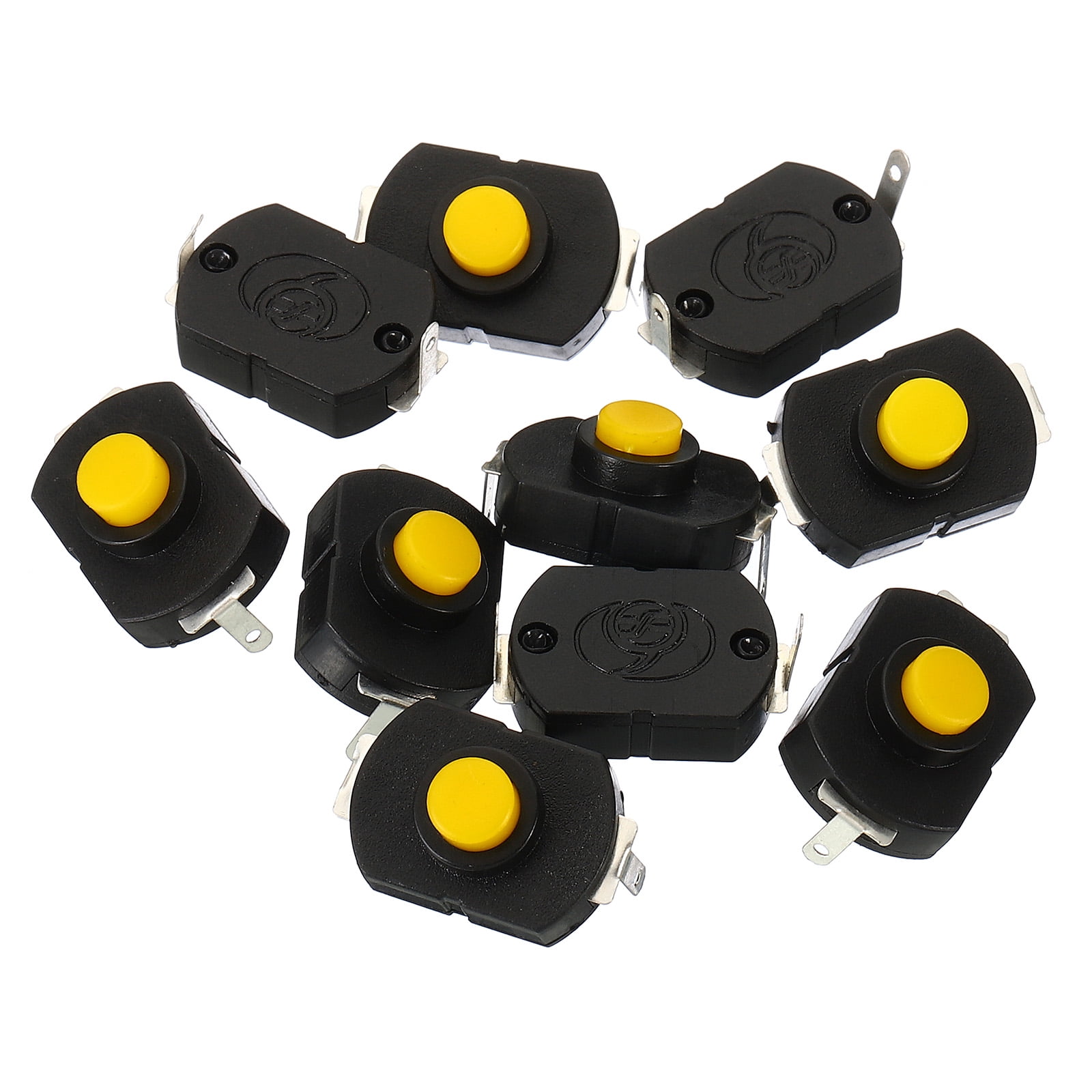 Uxcell Latching Push Button Switch, 10 Pcs KAN23 Bent Pin with Hole On ...