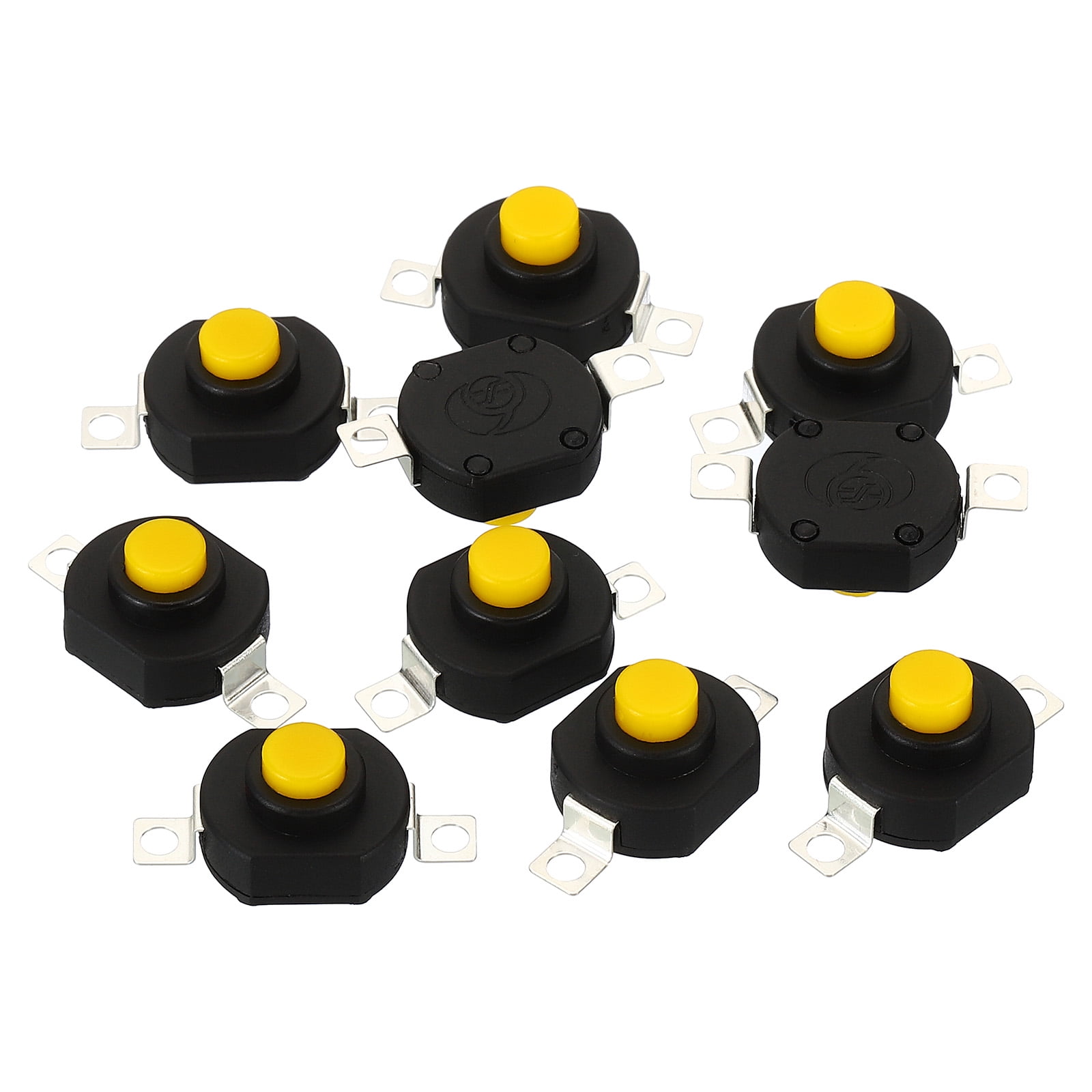 Uxcell Latching Push Button Switch, 10 Pcs YT1412KD Flat Pin with Hole ...