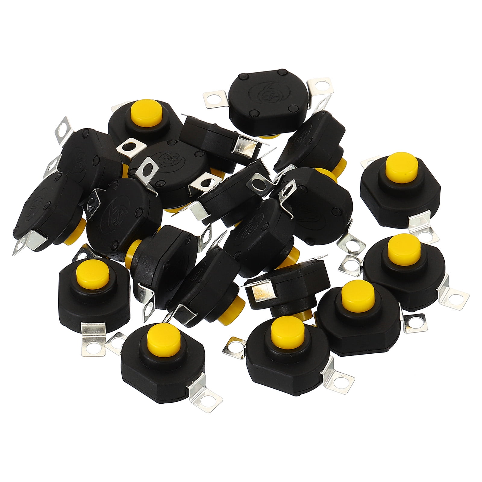 Uxcell Latching Push Button Switch, 20 Pcs YT1412KD Flat Pin with Hole ...