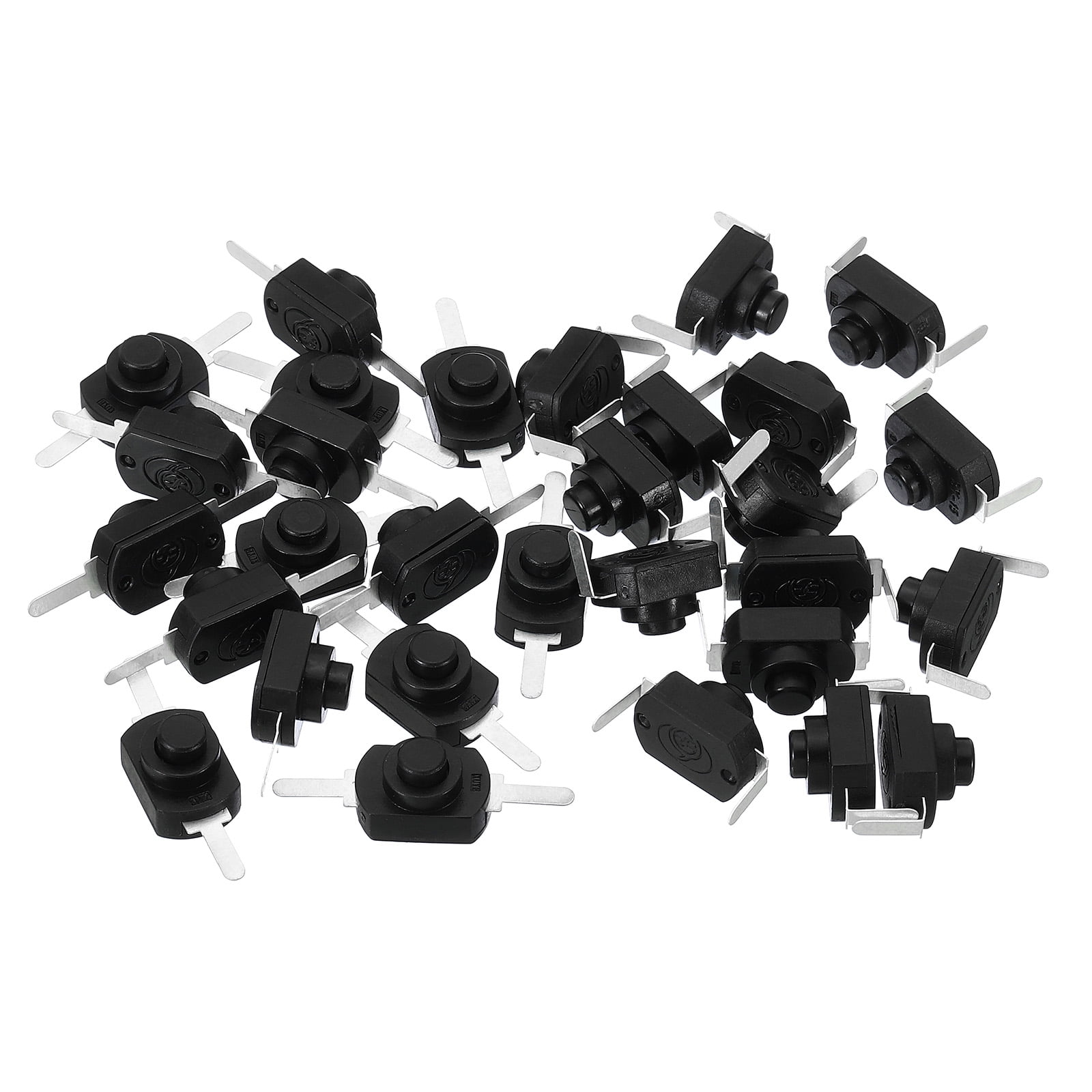 Uxcell Latching Push Button Switch, 30 Pcs Bent/Straight Pin On/Off ...