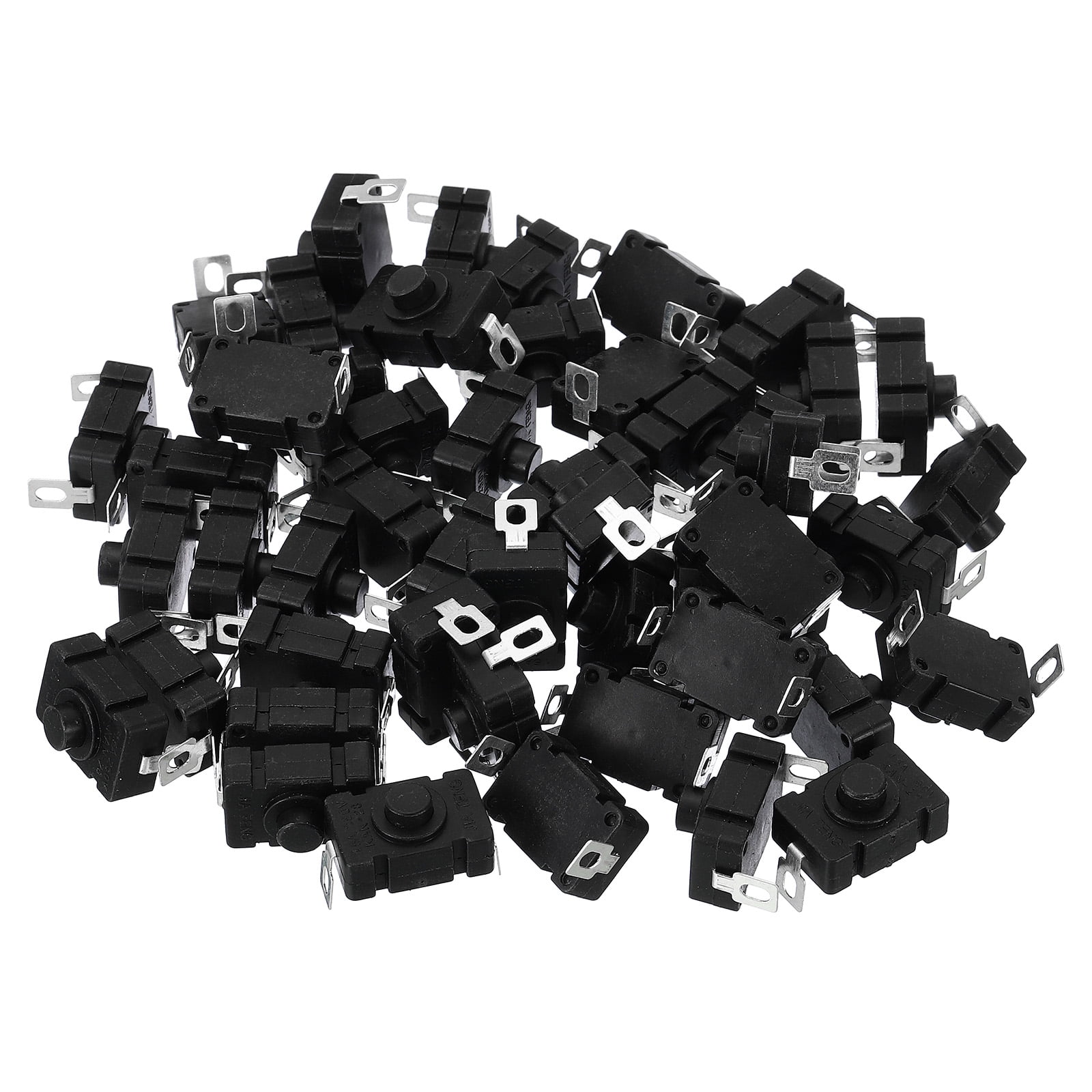 Uxcell Latching Push Button Switch, 50 Pcs KAN28 Bent Pin with Hole On ...