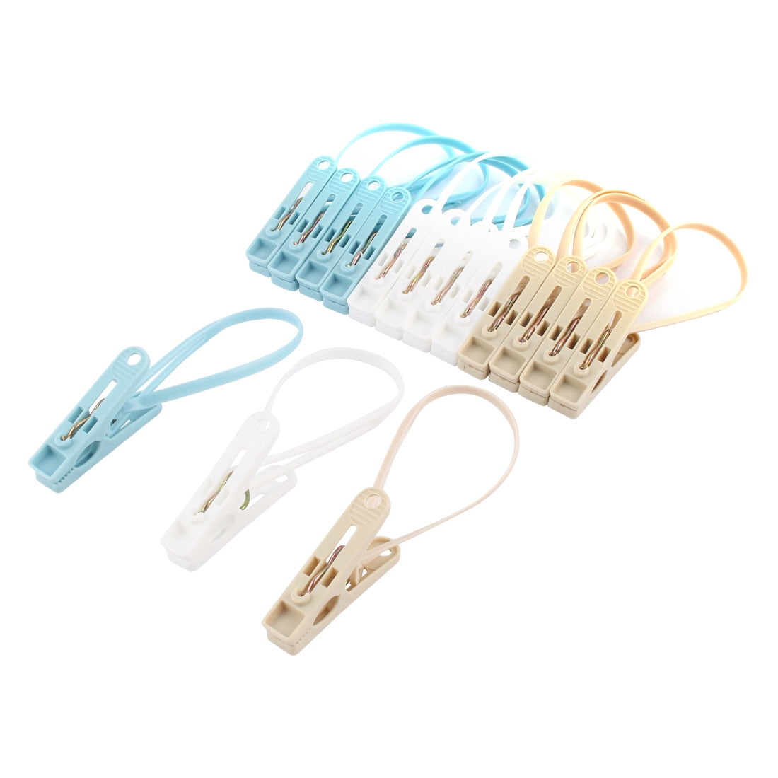 Uxcell Laundry Plastic Rope Hanging Clothesline Clothes Clip Pins 15pcs ...