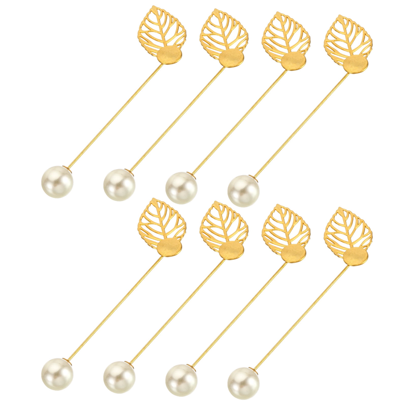 Uxcell Leaf Brooch Pins 3.3 Inch Metal Tray Stick Lapel Pin to Bead ...