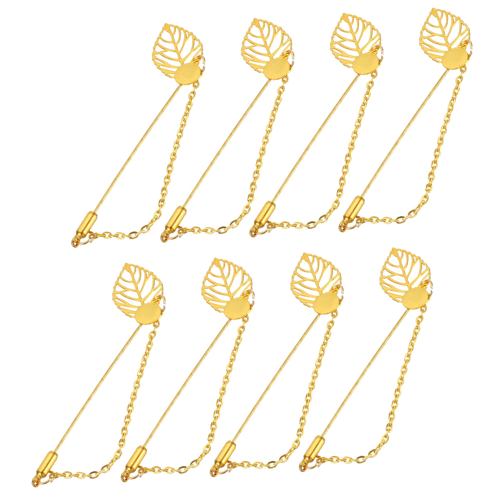 Uxcell Leaf Brooch Pins 3.6 Inch Metal Tray Stick Lapel Pin Long Needle ...