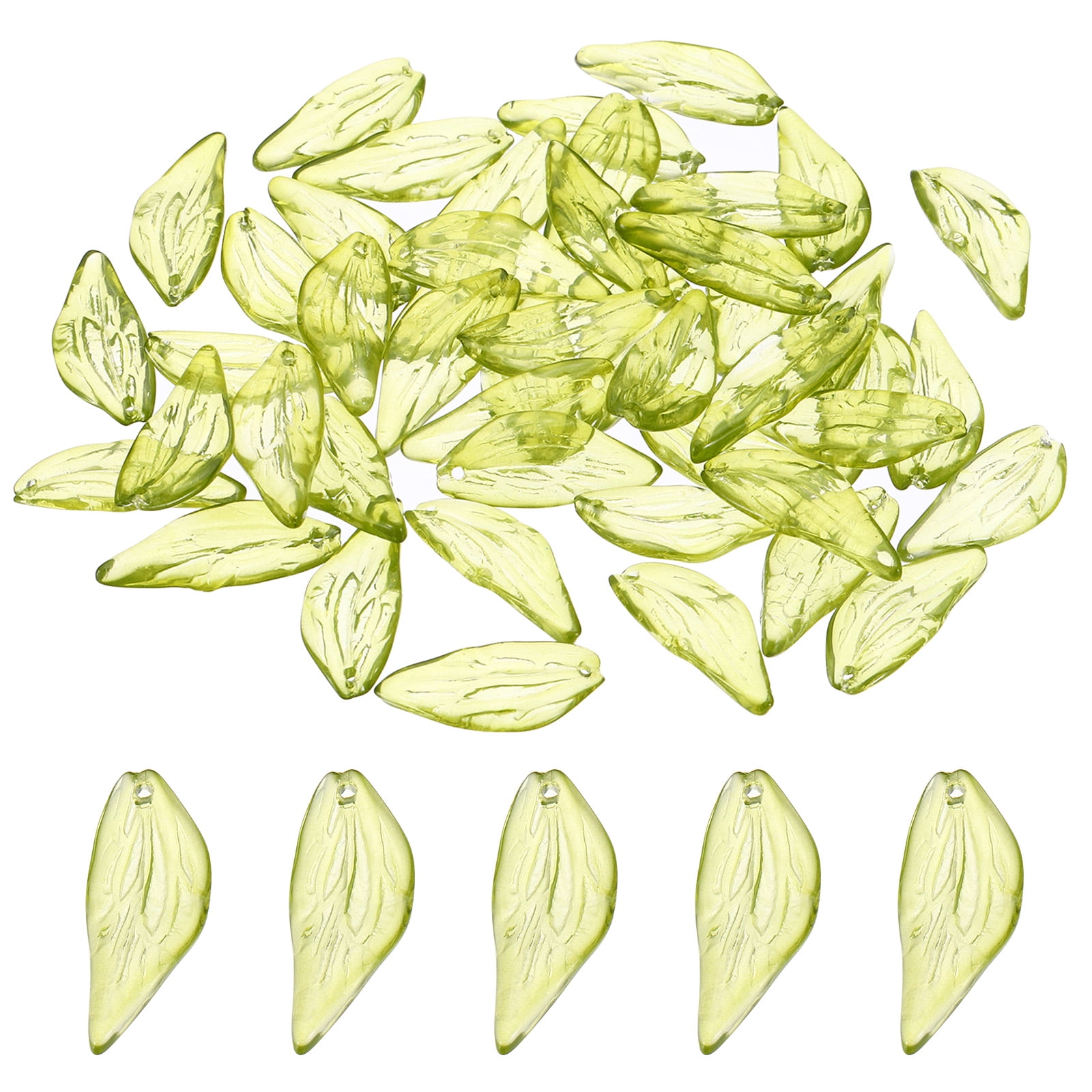 Uxcell Leaf Crystal Glass Beads, 50 Pack Leaves Bead Handcrafted Glass ...