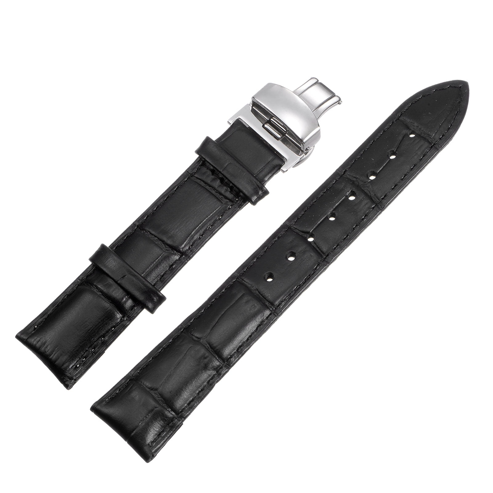 Uxcell Leather Band Replacement Kit Deployment Buckle Watch Strap 12mm ...