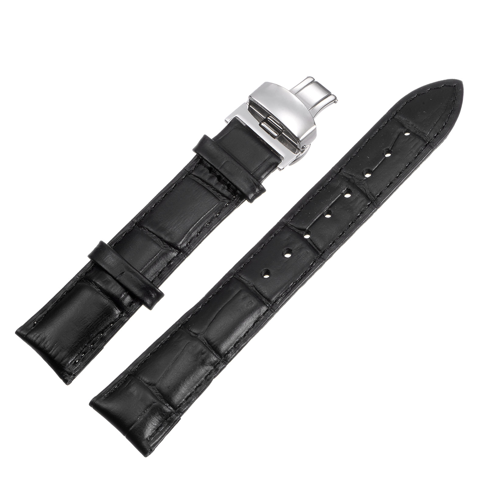 Uxcell Leather Band Replacement Kit Deployment Buckle Watch Strap 15mm ...