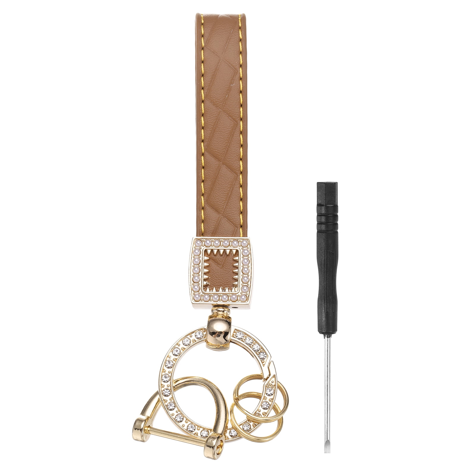 Leather Car Keychain, Microfiber Leather Bling Wristlet Keychains Key ...