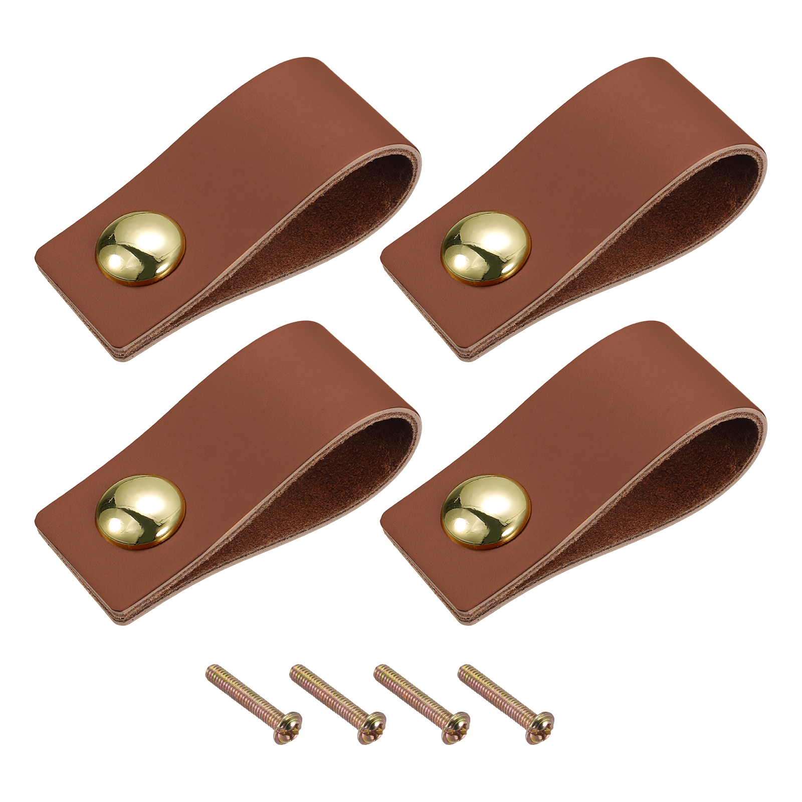 Uxcell Leather Drawer Pulls 2.5" 4Pack Leather Furniture Handles Drawer ...