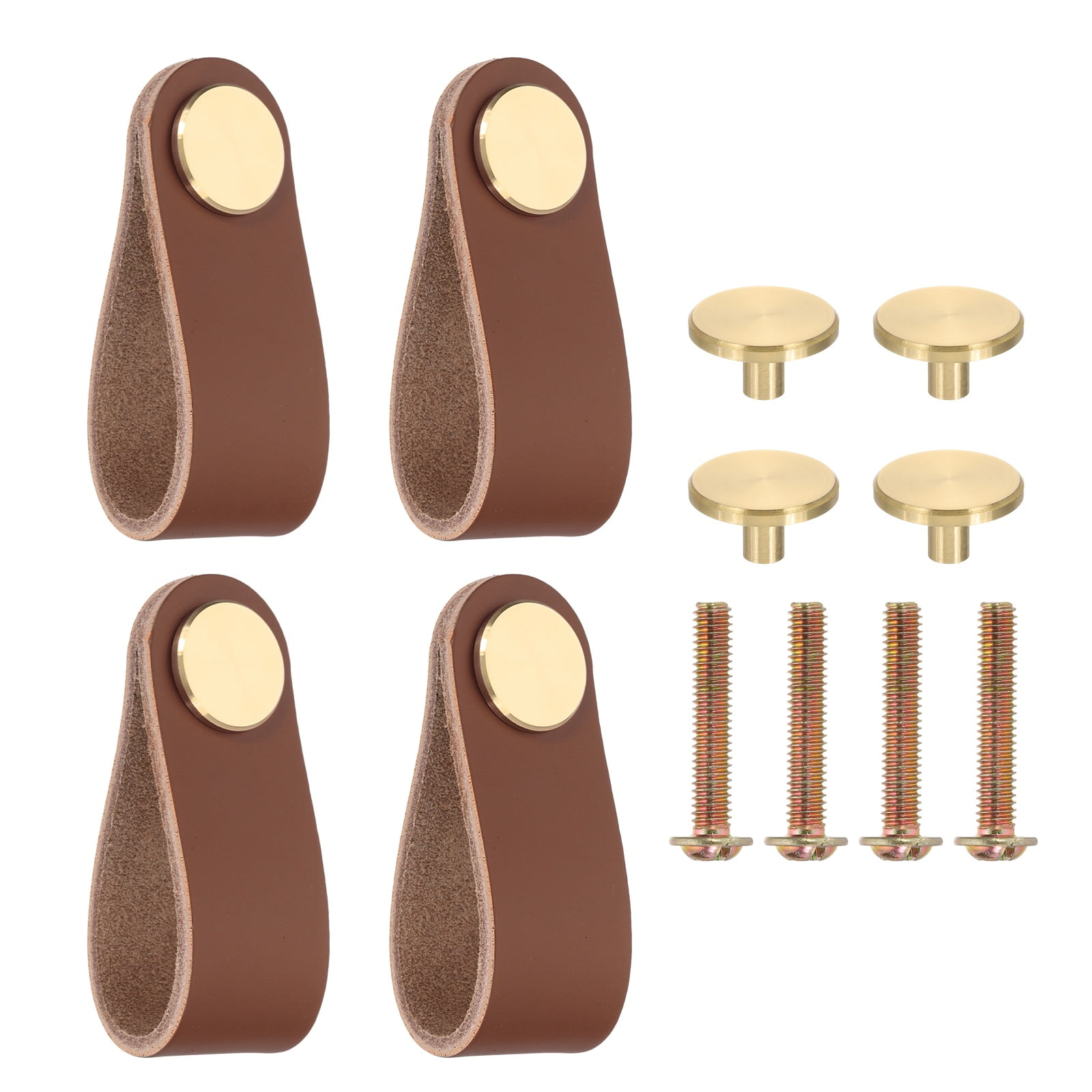 Uxcell Leather Drawer Pulls Leather Handle Center Cabinet Dresser Knobs ...