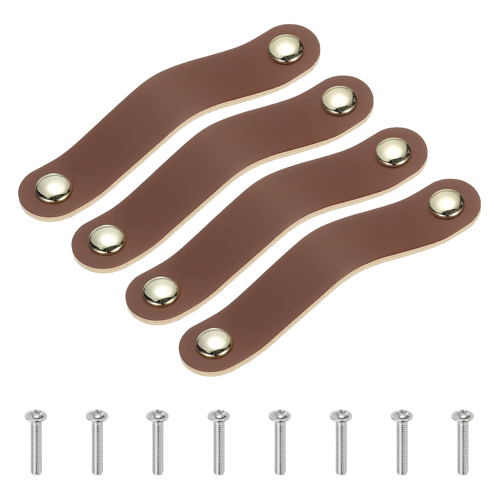 Uxcell Leather Drawer Pulls, Leather Handle Double Hole Cabinet Dresser ...