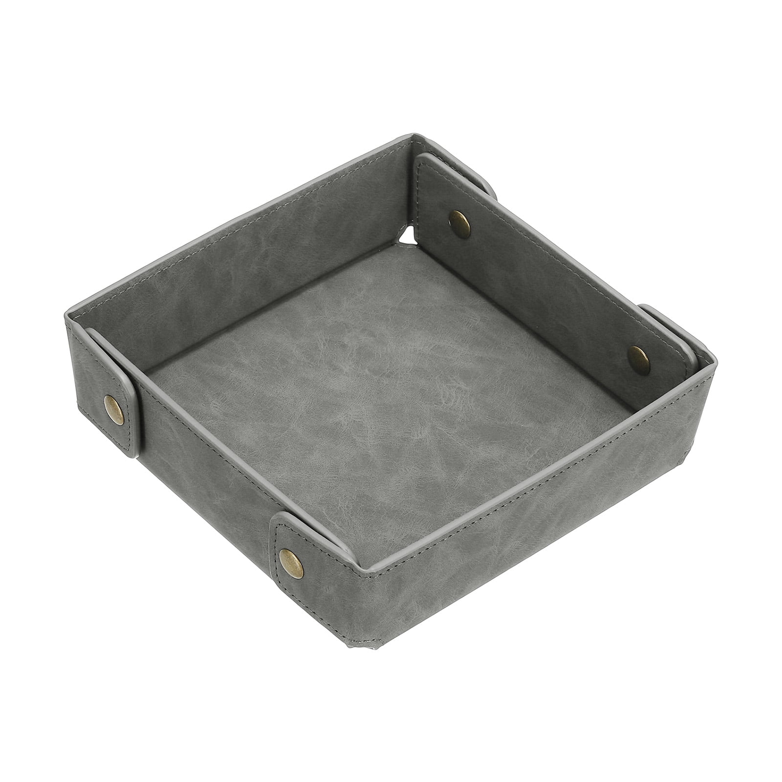 Uxcell Leather Jewelry Valet Tray, Folding Portable Catchall Snapped ...