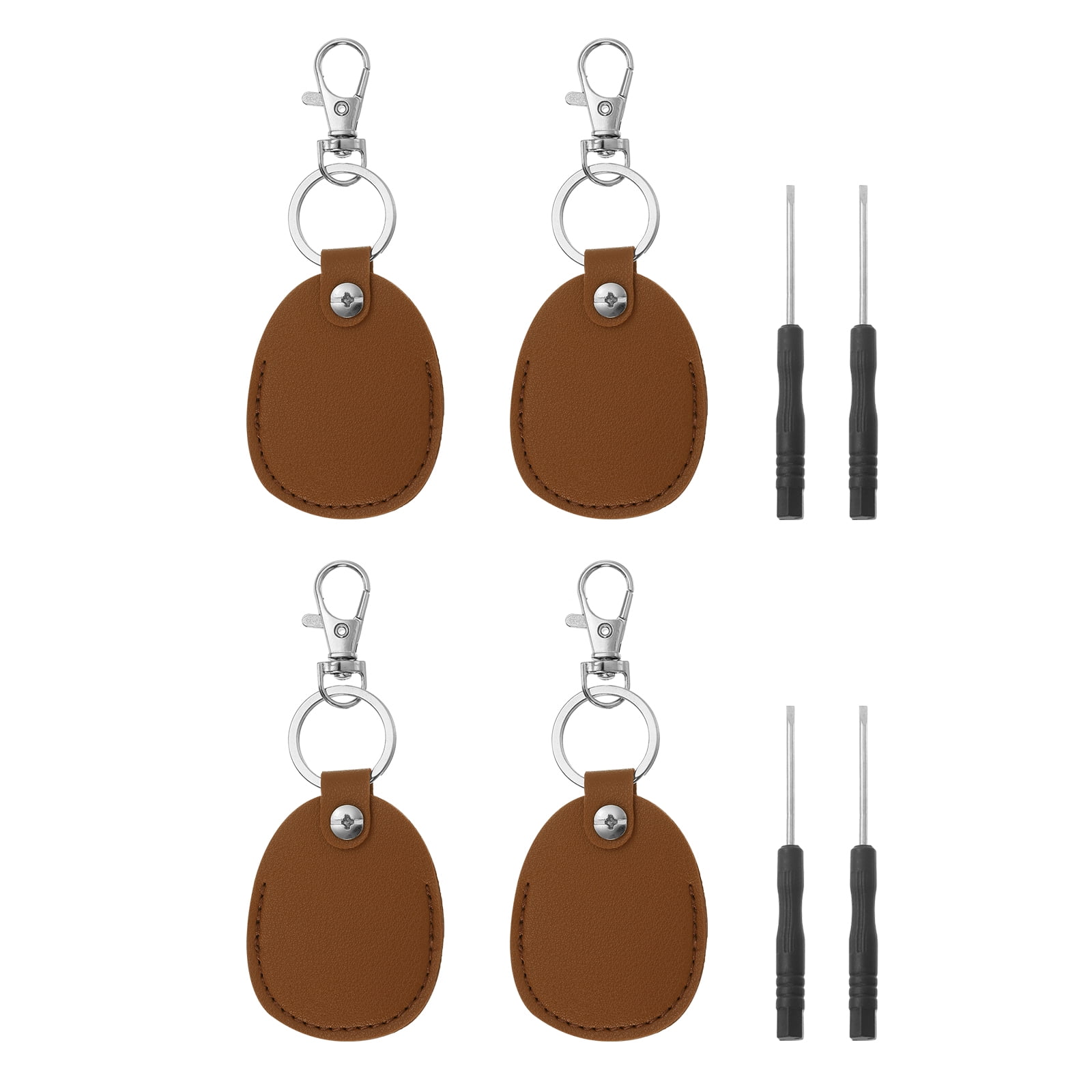 Uxcell Leather Key Fob, 4 Pack Genuine Leather Air Tag Holder Portable ...