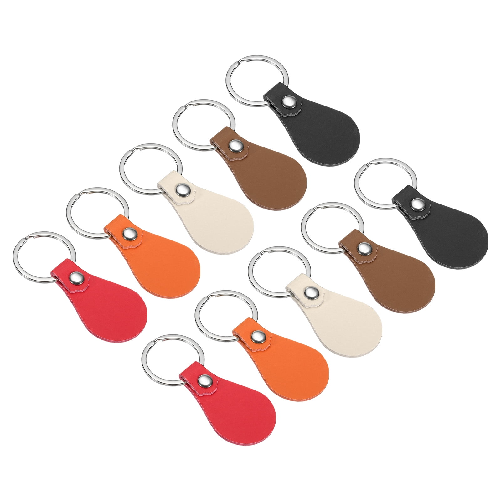 Uxcell Leather Key Fob Kit, 10 Pack PU Leather Key Fob Blanks and Key ...