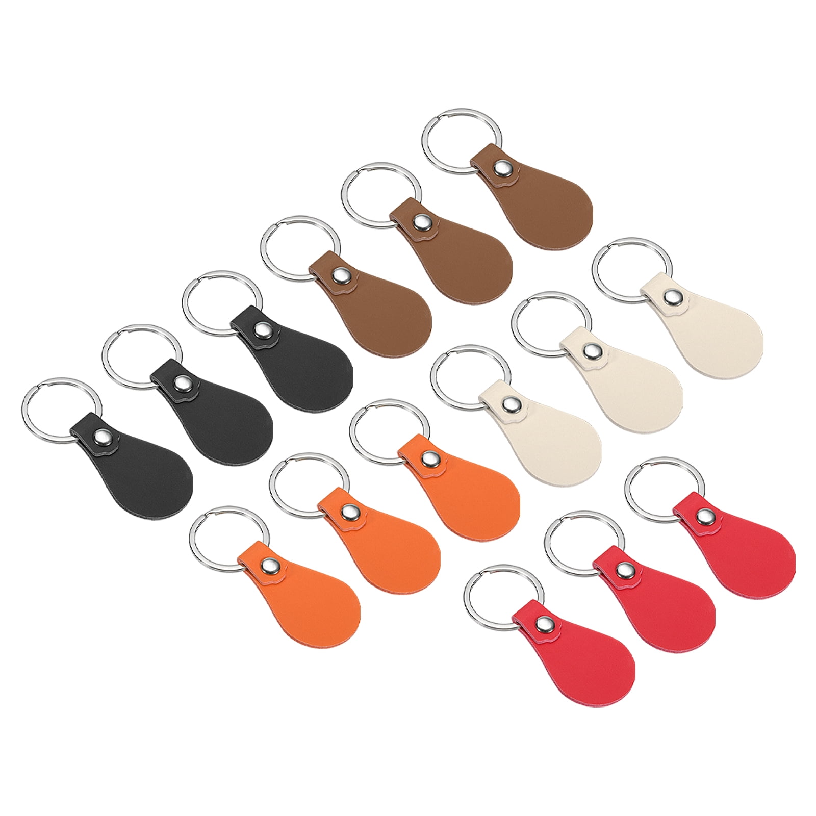 Uxcell Leather Key Fob Kit, 15 Pack PU Leather Key Fob Blanks and Key ...