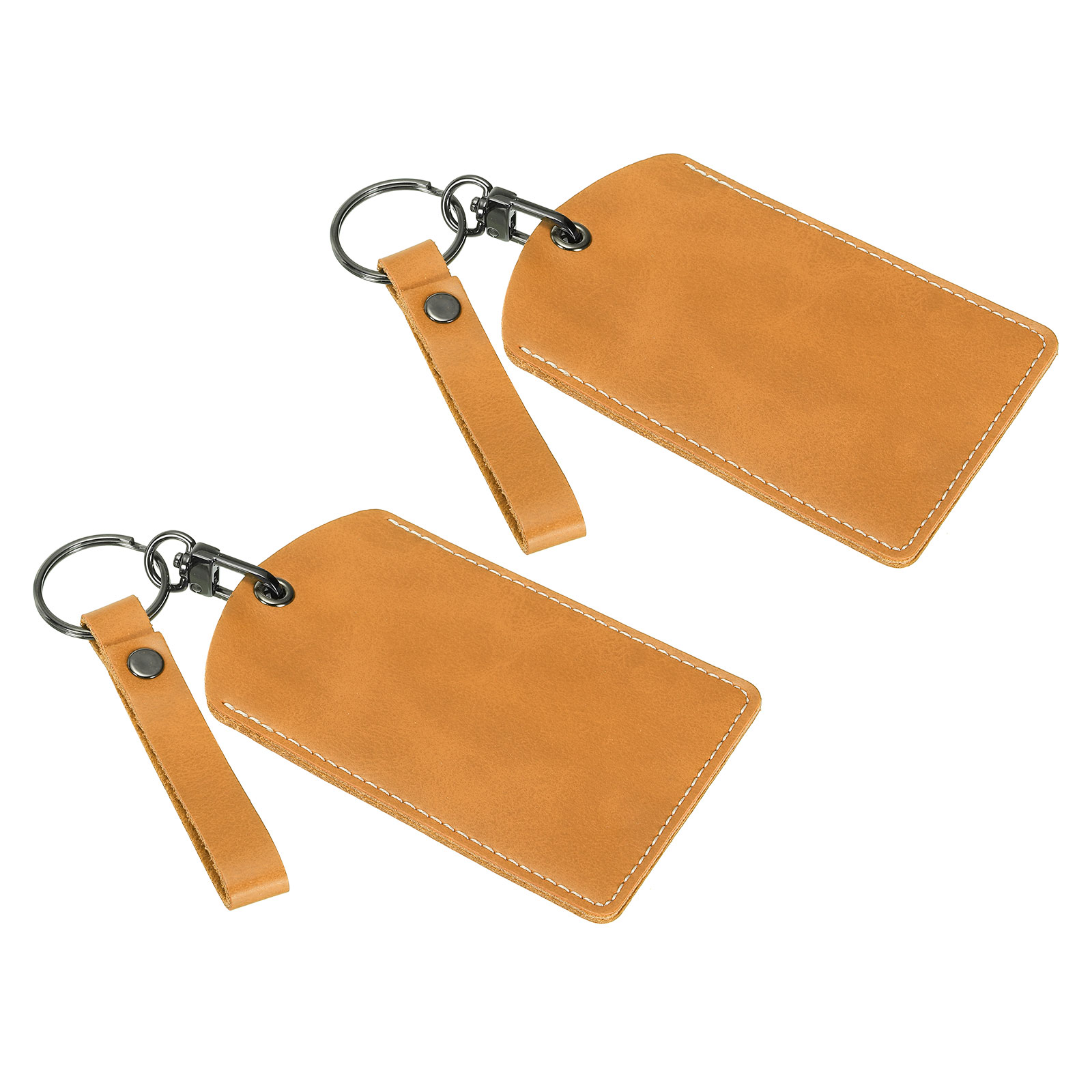 Uxcell Leather Keychain Blanks, 2 Pack Cowhide Key Fobs Kit with Key ...