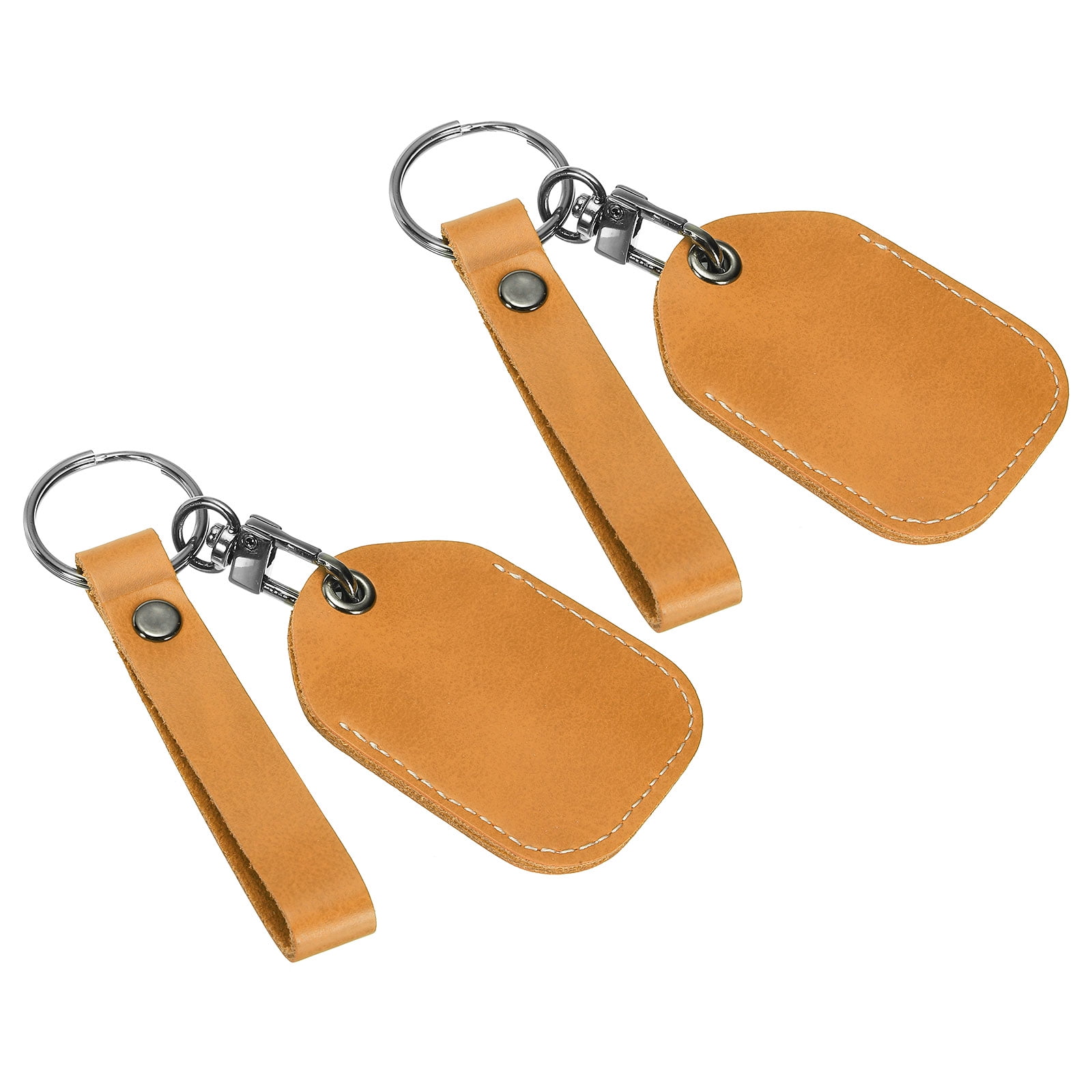 Uxcell Leather Keychain Blanks, 2 Pack DIY Leather Key Fobs with Key ...