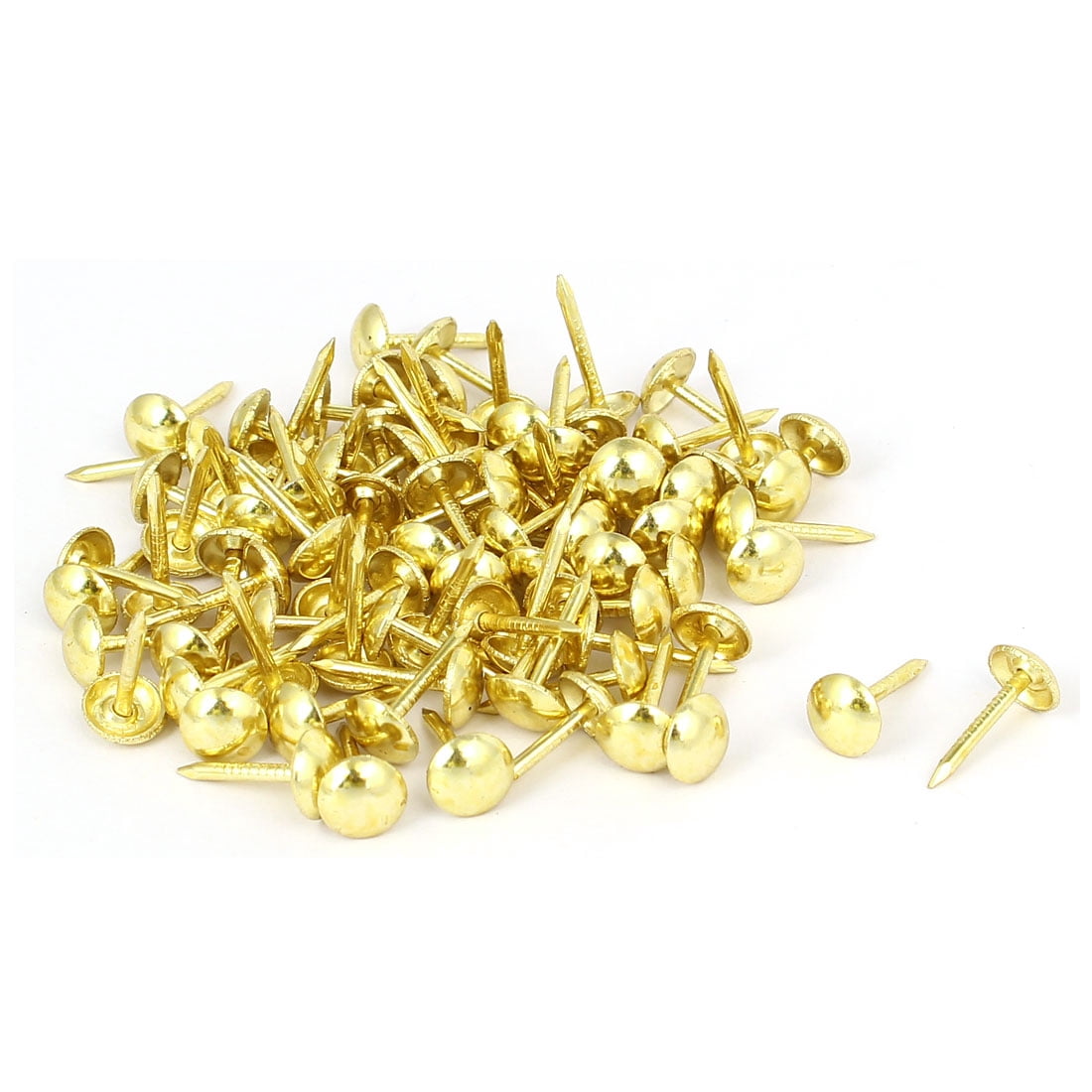 Uxcell Leather Sofa Round Head Upholstery Tack Nail Push Pin Gold Tone ...