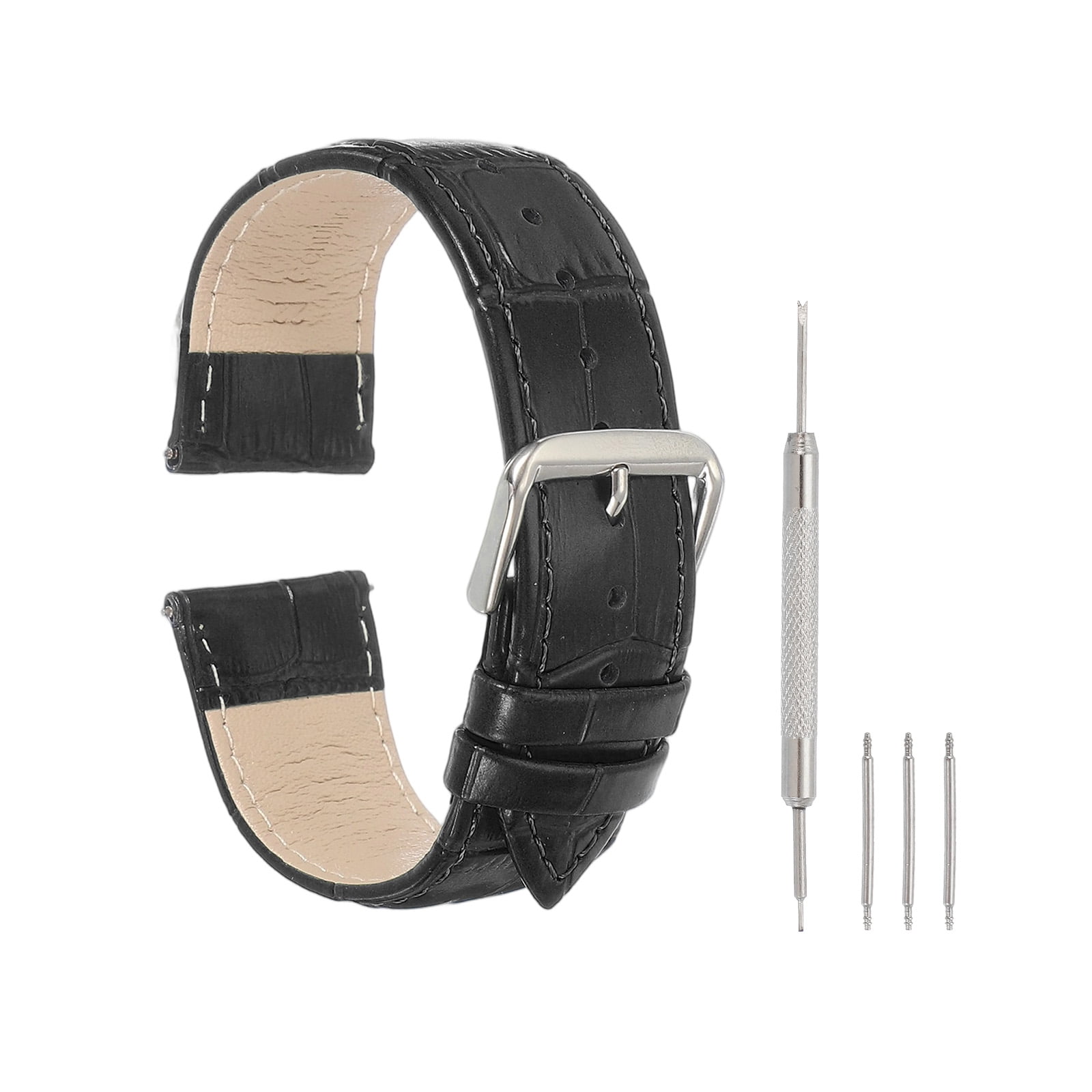 Uxcell Leather Watch Bands for Men and Women, 22mm Crocodile Pattern ...