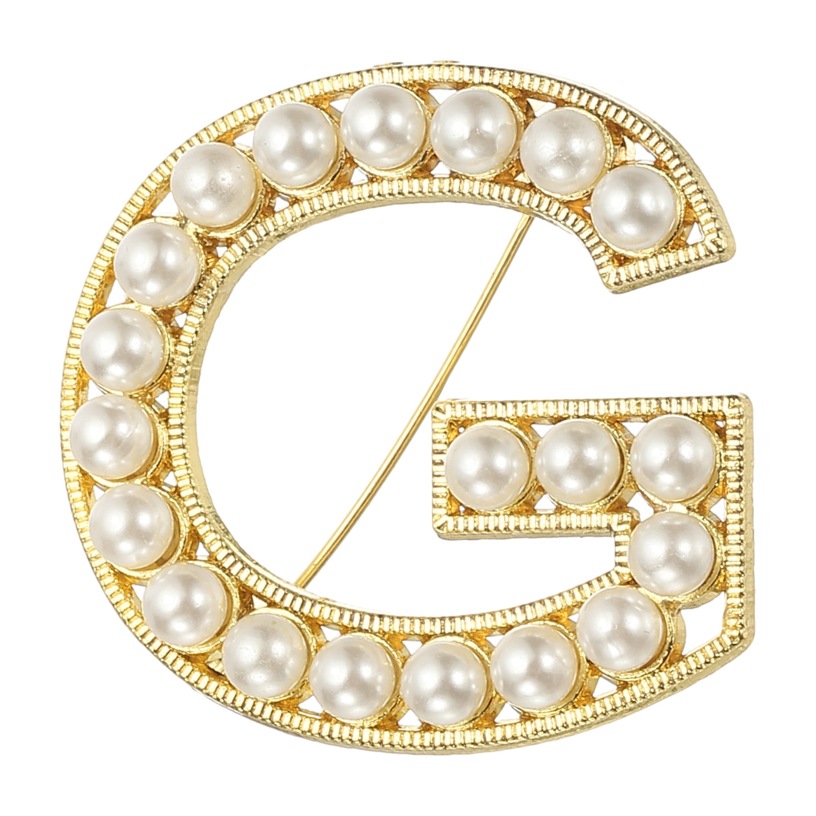 Uxcell Letter Brooch Pins Pearl Initial Alphabet G Lapel Badges Pin ...