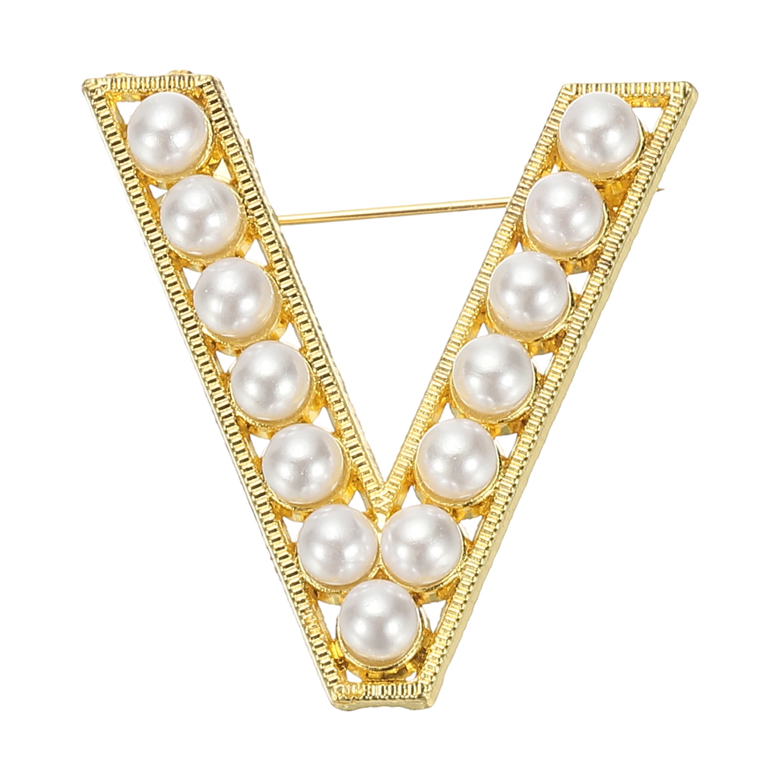 Uxcell Letter Brooch Pins Pearl Initial Alphabet V Lapel Badges Pin ...