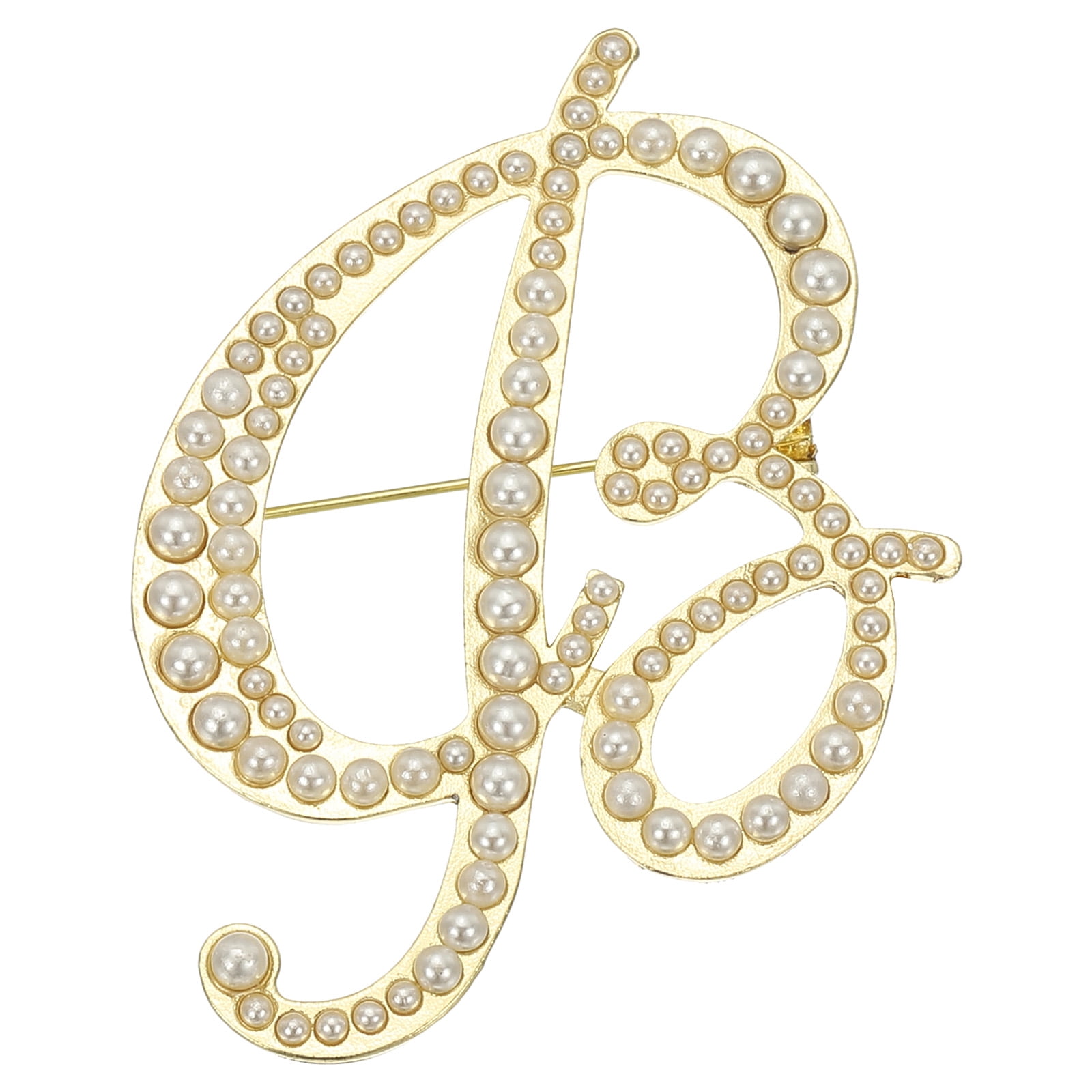 Uxcell Letter Brooch Pins, Pearl Initial Rhinestone Alphabet B Letter ...