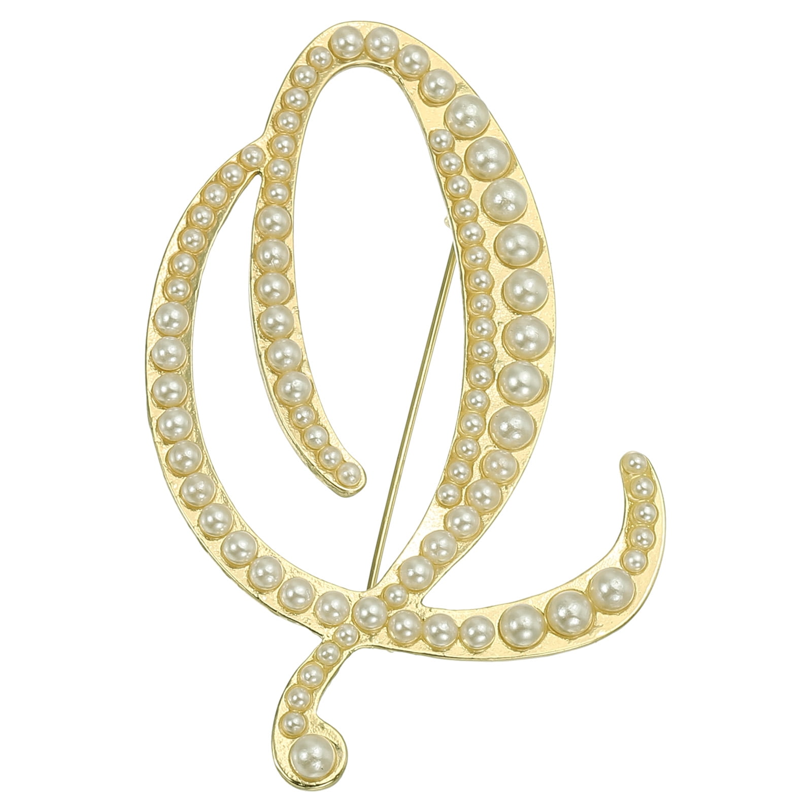 Uxcell Letter Brooch Pins, Pearl Initial Rhinestone Alphabet Q Letter ...