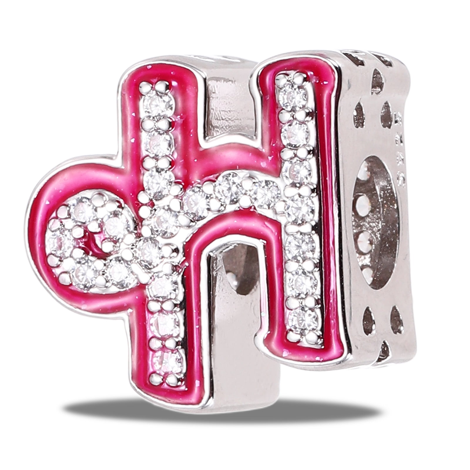 Uxcell Letter Charm for Bracelets, Silver Alphabet Initial H Bead Charm ...
