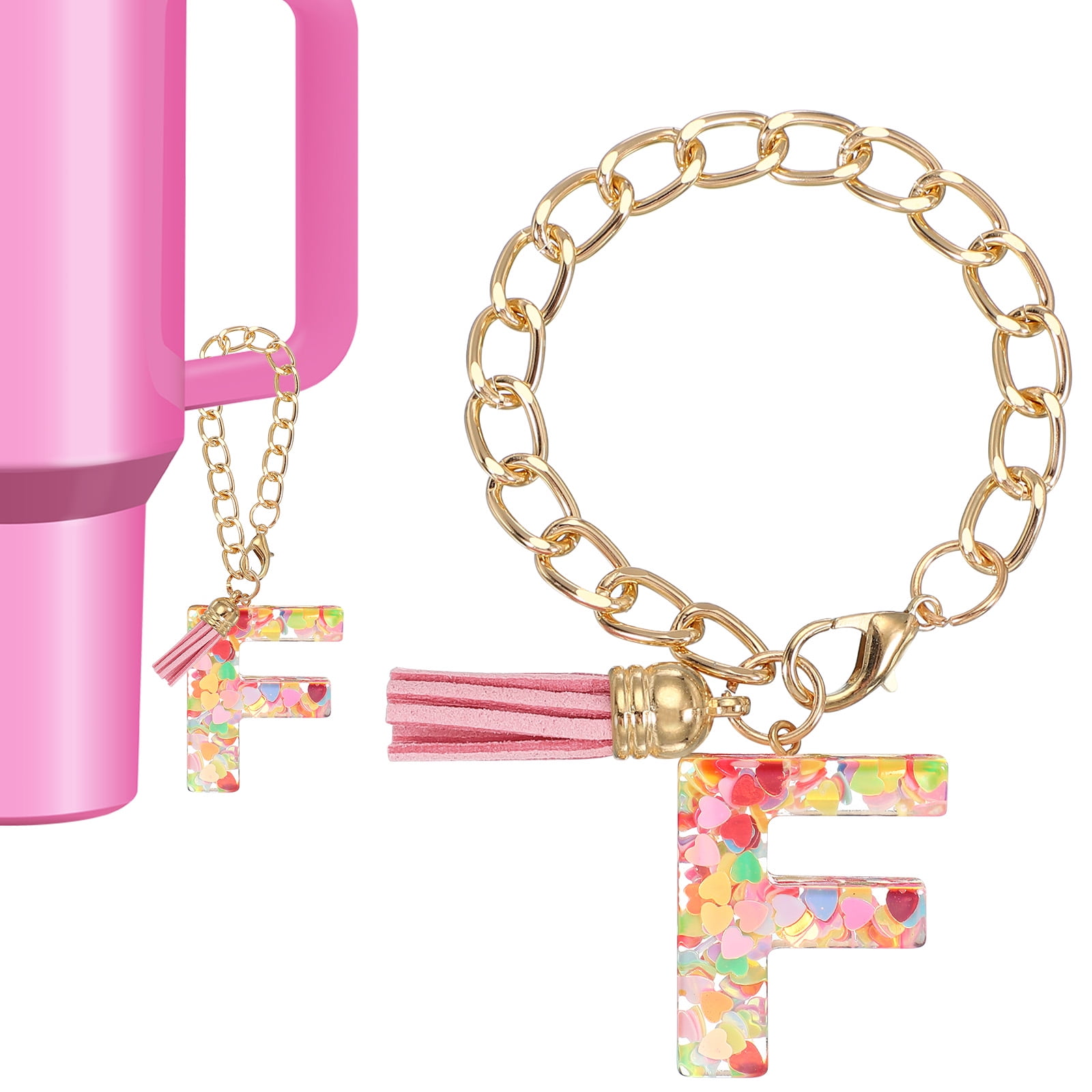 Uxcell Letter Charm for Stanley Tumbler Cup, Cute Initial Charm for ...