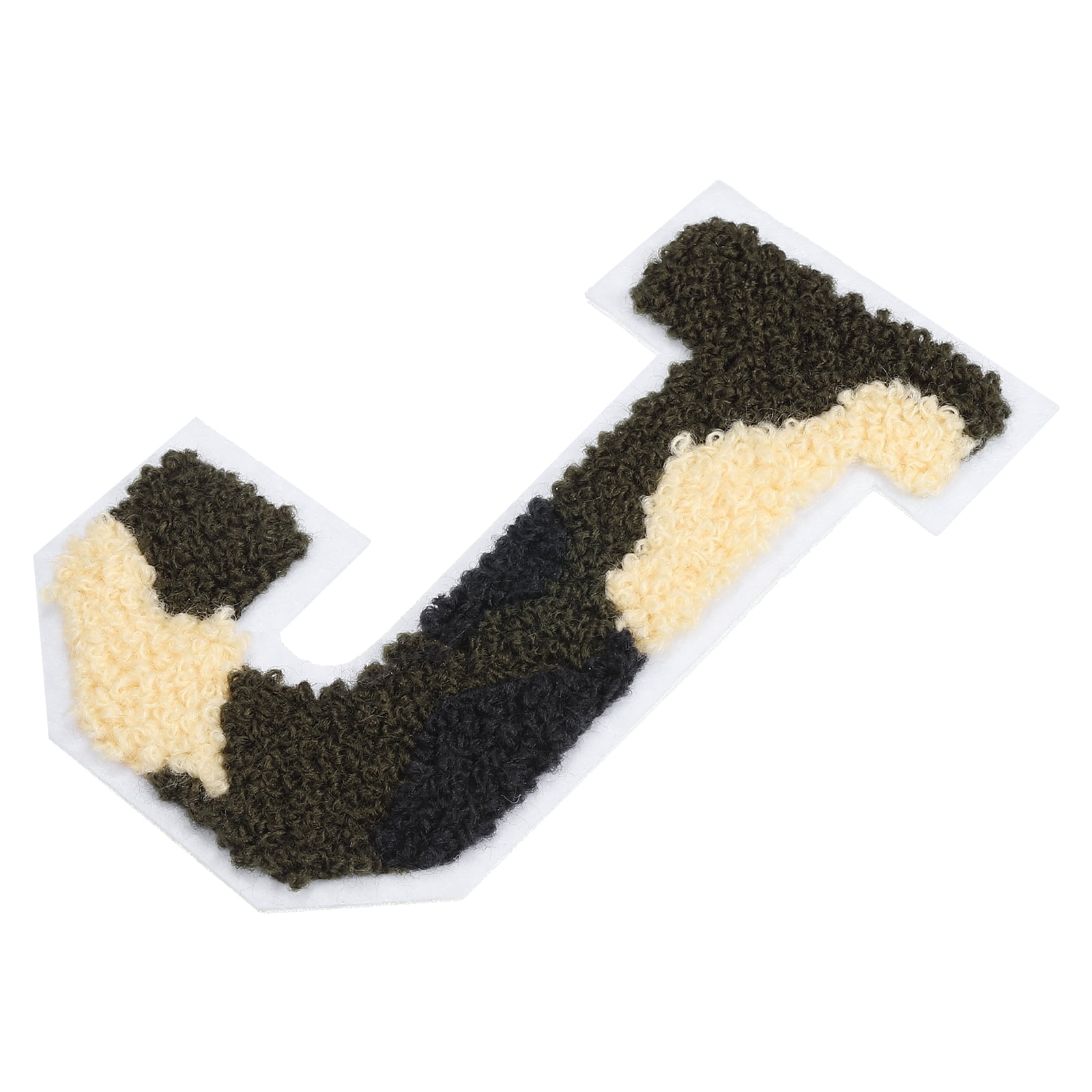 Uxcell Letter J Chenille Stitch Sew On Letter Patch Camouflage White 3. ...