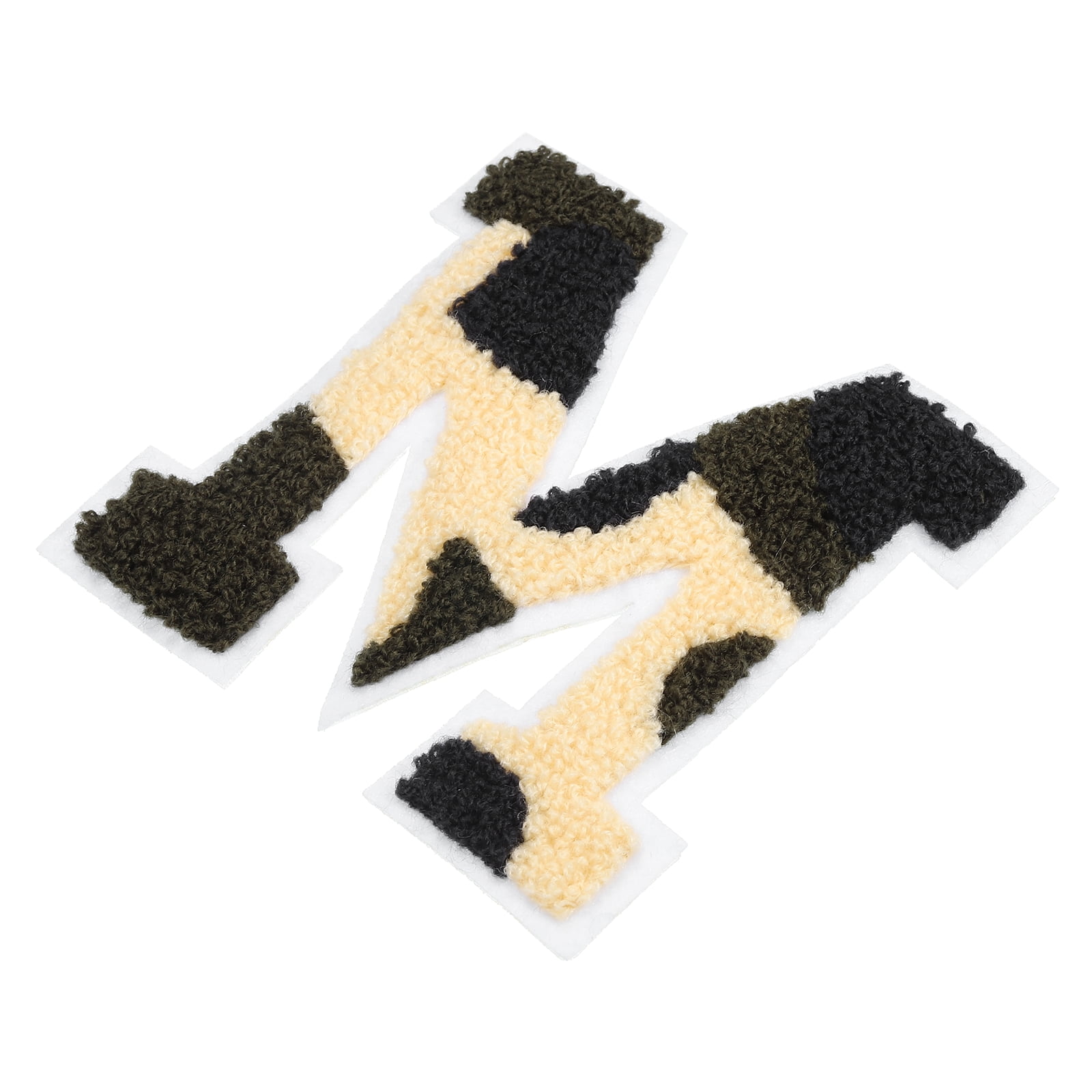 Uxcell Letter M Chenille Stitch Sew On Letter Patch Camouflage White 3. ...