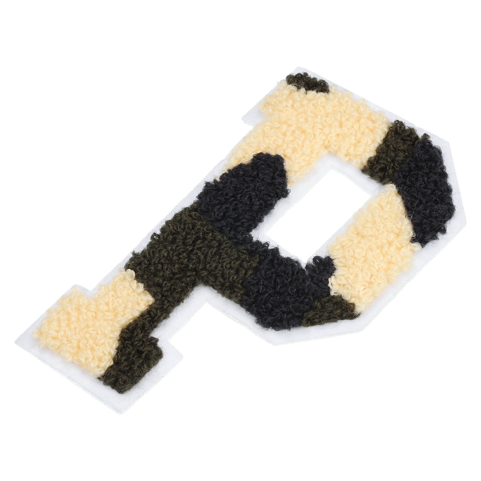 Uxcell Letter P Chenille Stitch Sew On Letter Patch Camouflage White 3. ...