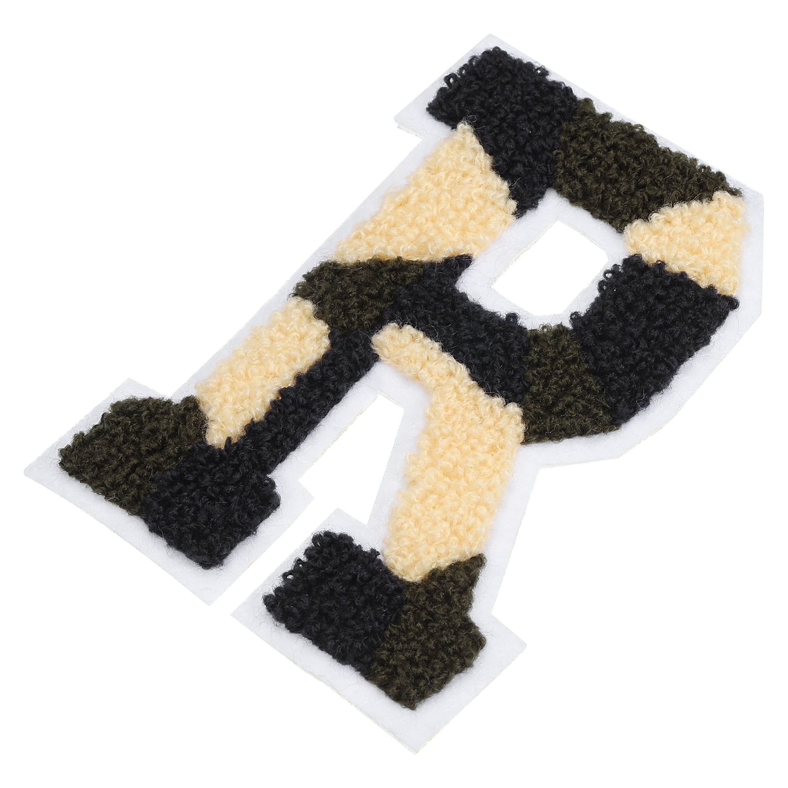 Uxcell Letter R Chenille Stitch Sew On Letter Patch Camouflage White 3. ...