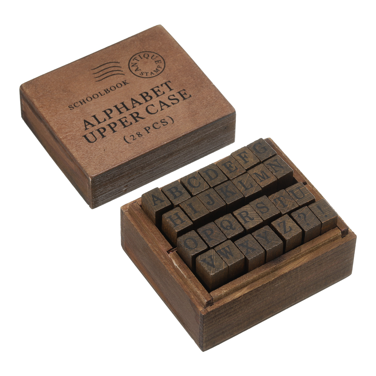 Uxcell Letter Rubber Stamps, 28Pcs 1 Set Capital Letter Wood Stamp with ...