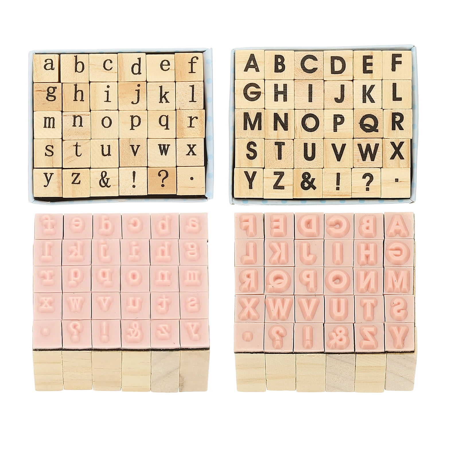 Uxcell Letter Stamps Wood Rubber Stamp, 60Pcs Vintage Alphabet Stamps ...