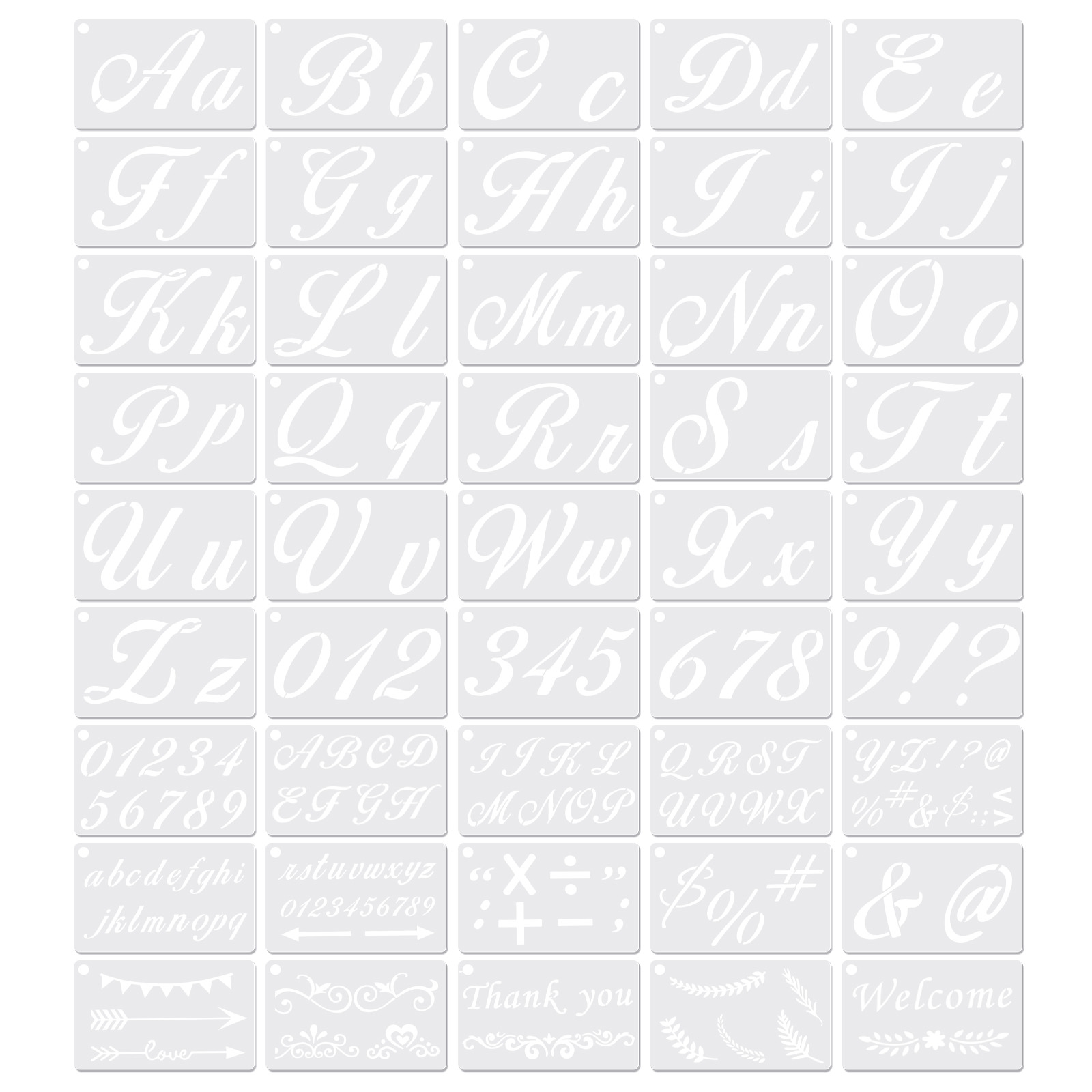 Uxcell Letter Stencils Number Stencils, 45 Pack Reusable Alphabet ...