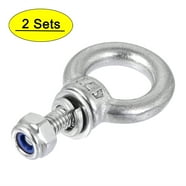 M10x70 3/8"x2.75" Stainless Steel Eye Bolts Threaded Screw Eyebolt Shoulder Ring with Nuts ...