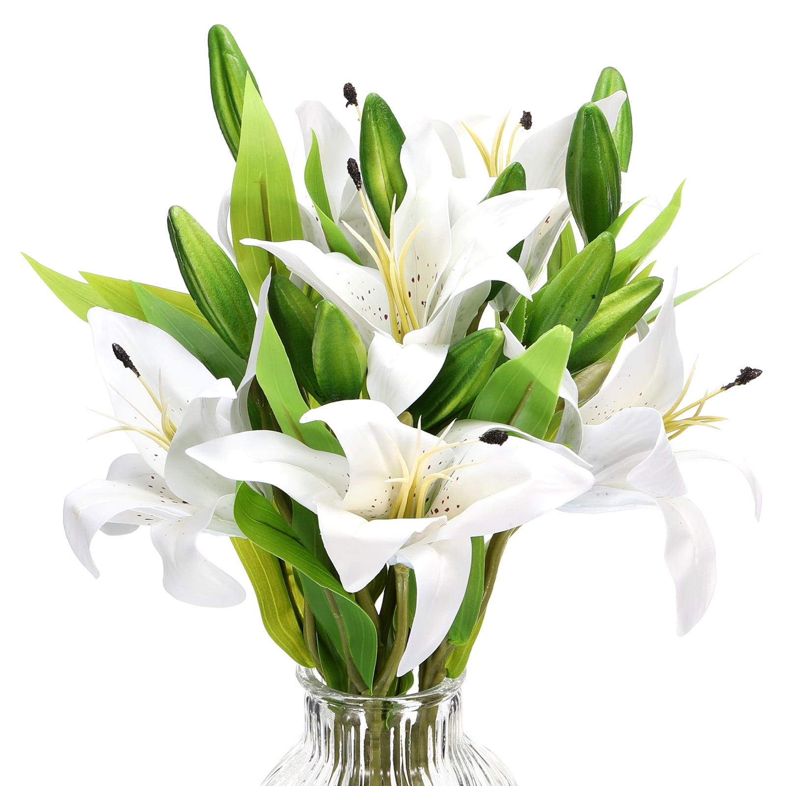 Uxcell Lily Fake Flowers, 6PCS Lily Artificial Flowers White Flowers ...