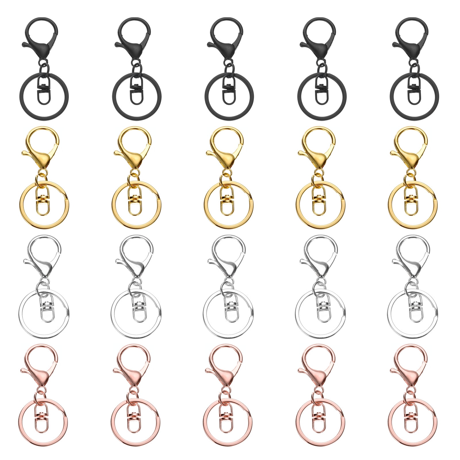 Uxcell Lobster Claw Clasp Hook Keychain with Swivel Trigger Clip Flat Split Keychain Ring, 4 ...