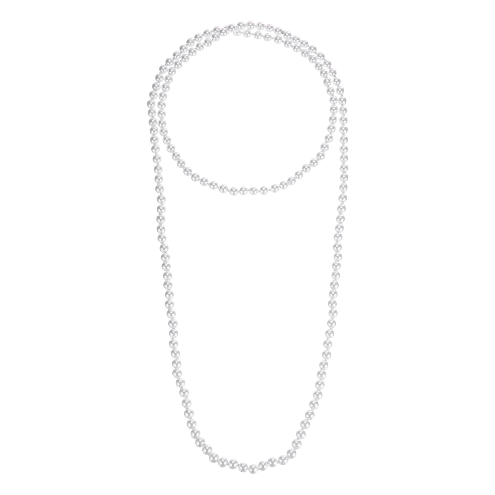 Uxcell Long Fake Pearl Necklace, 59 in Faux Pearls Vintage Pearl, White ...