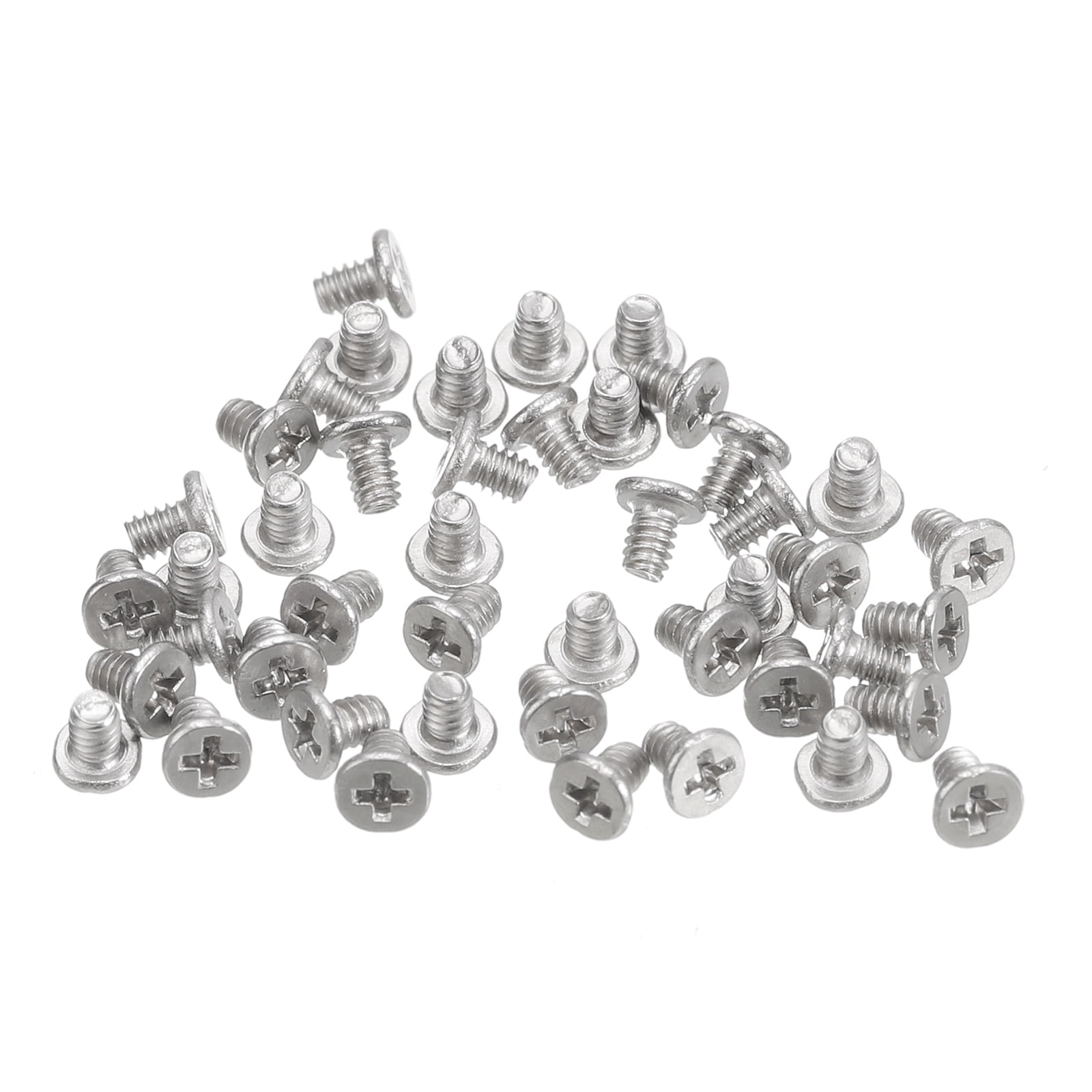 Uxcell M1.4x0.3x2mm 100 Pack Metal Flat Round Head Screws Phillips ...
