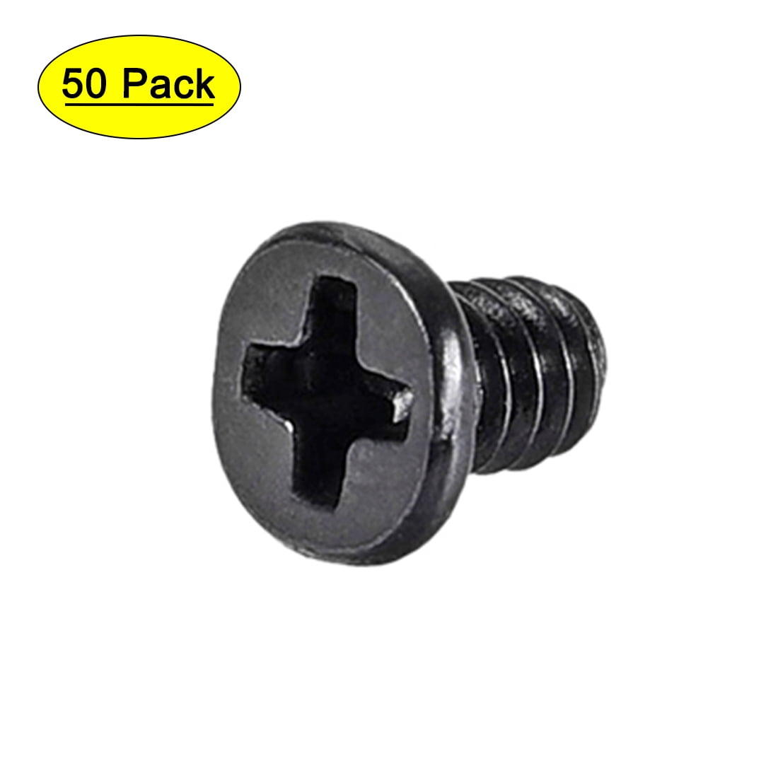 Uxcell M1.4x2.5mm Black Phillips Screw Fastener 2.5mm Dia Screw Head 50 ...